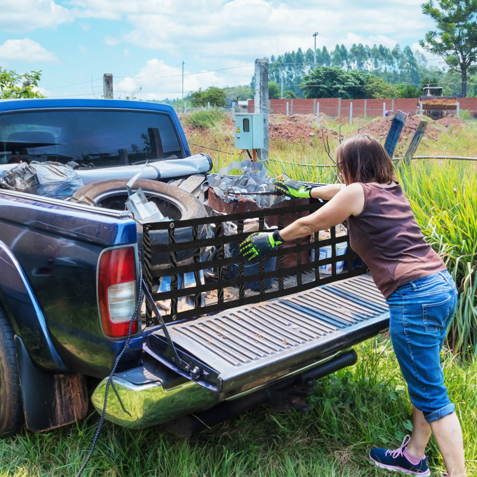 Raindrops Cargo Net Polyester Black For Preventing Sliding 1 Set ...