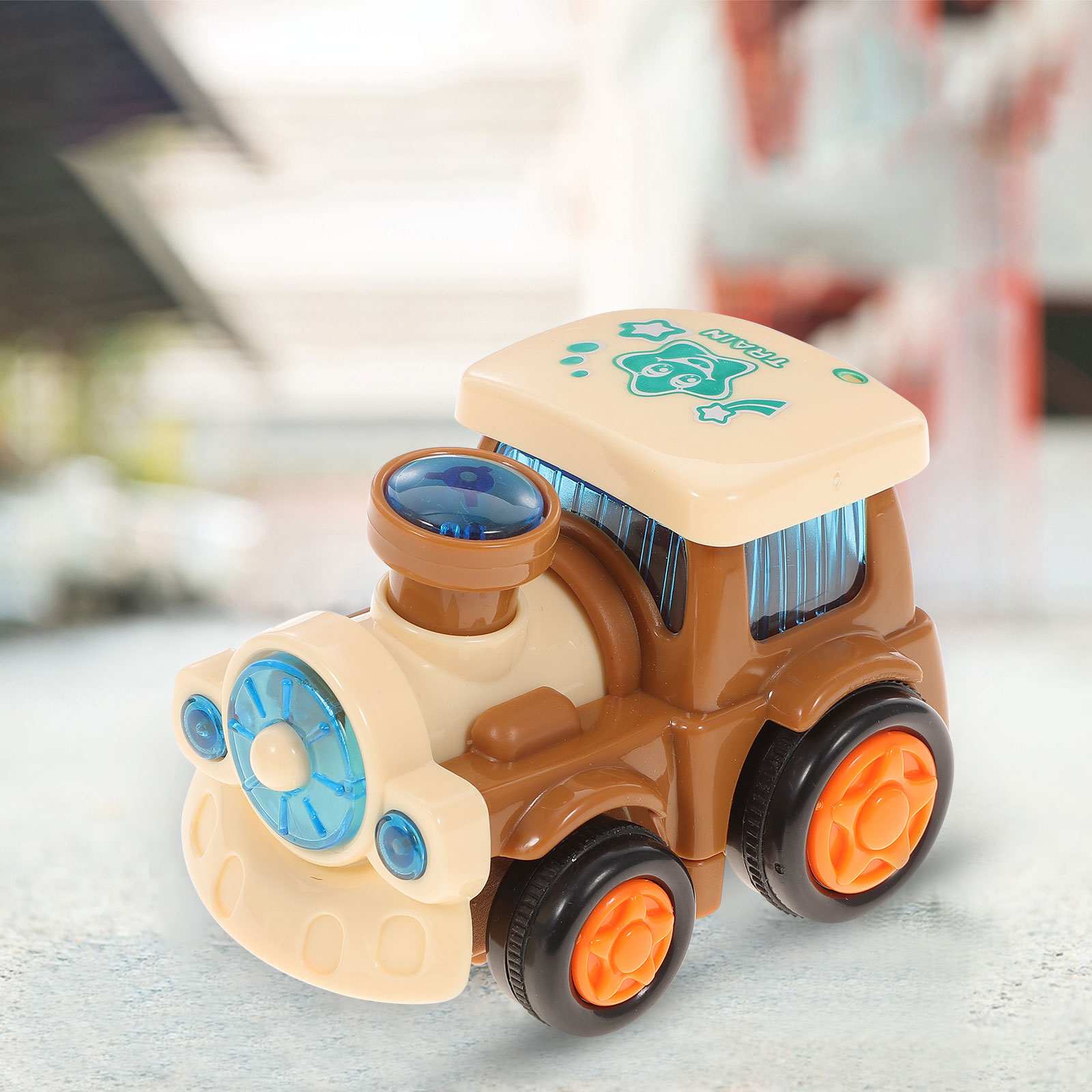 Raindrops Cartoon Train Shaped Inertia Toy for Kids Playing with Bright ...