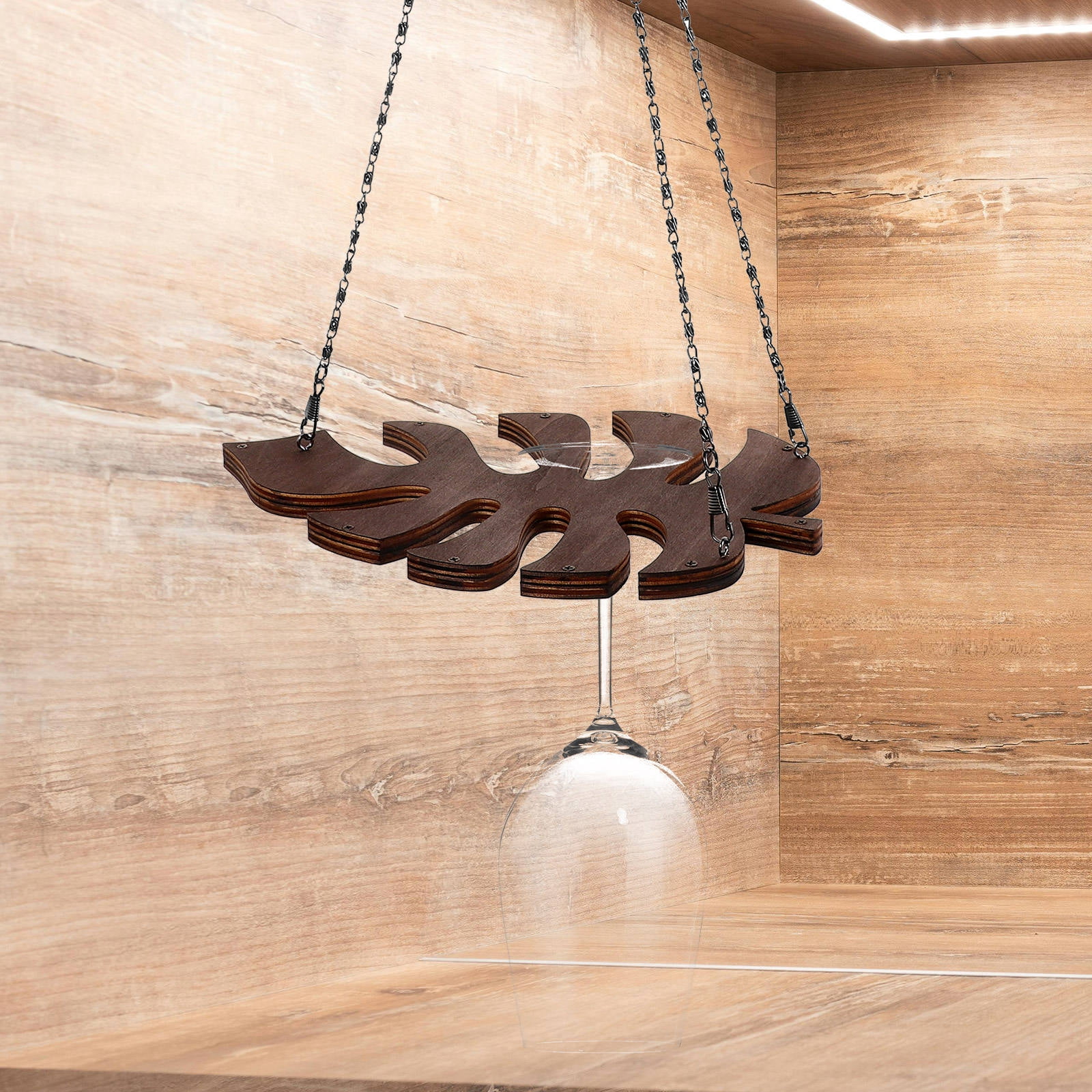 Raindrops Ceiling Mounted Wine Glass Holder Monstera Leaf Design ...