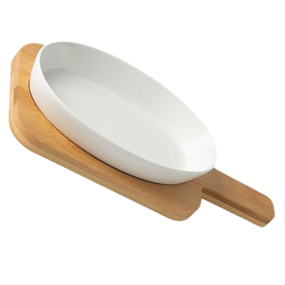 White Ceramic Baking Tray Set Smooth Surface Oven Safe Microwave ...