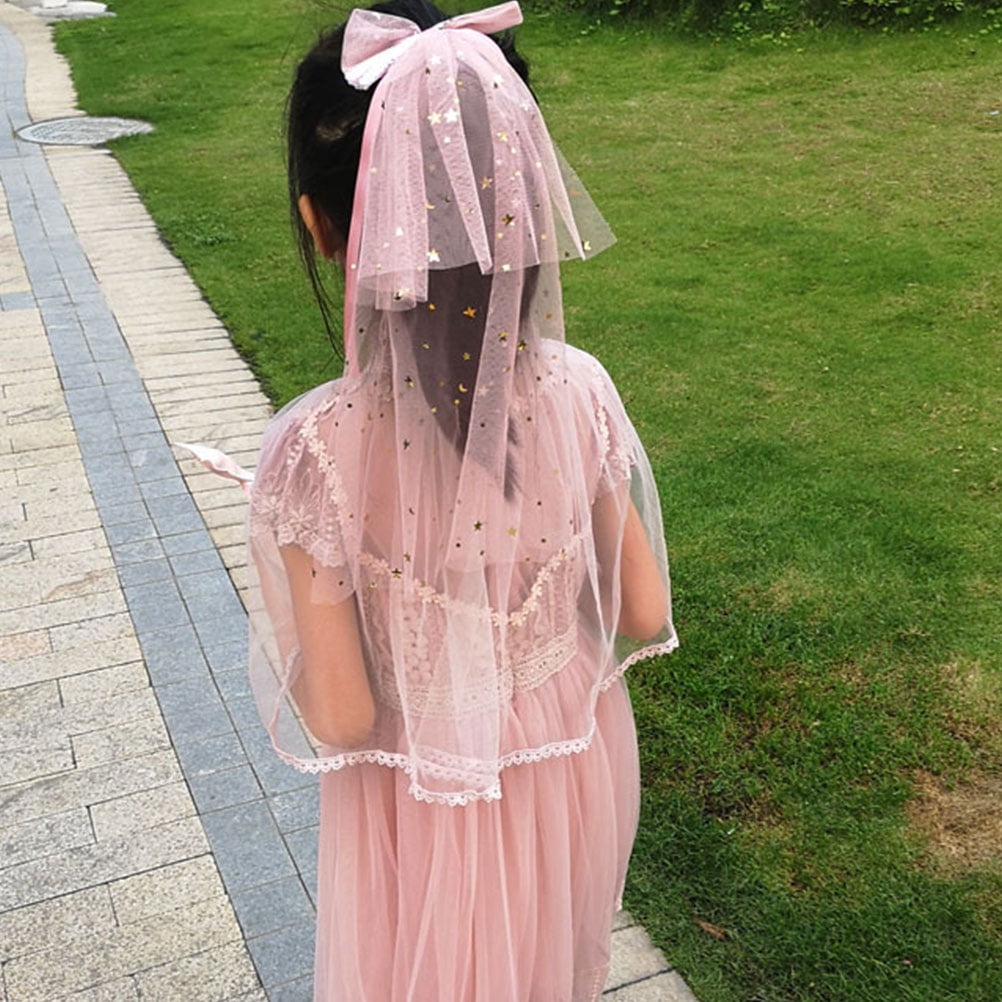Raindrops Children's Wedding Veil Hair Clip Set Adorable Pink and ...