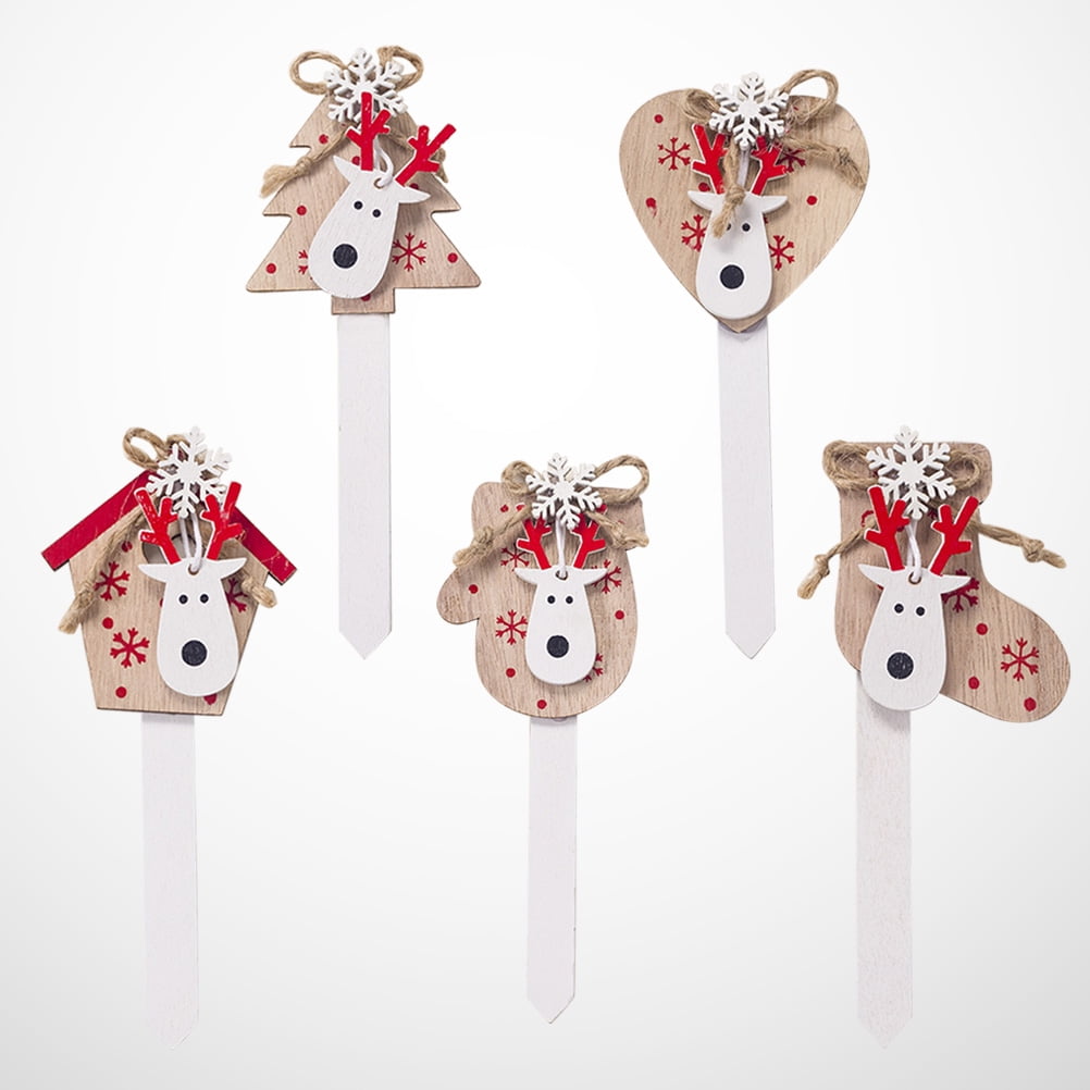 Raindrops Christmas Cake Toppers with Wooden Cartoon Elk Head Design ...