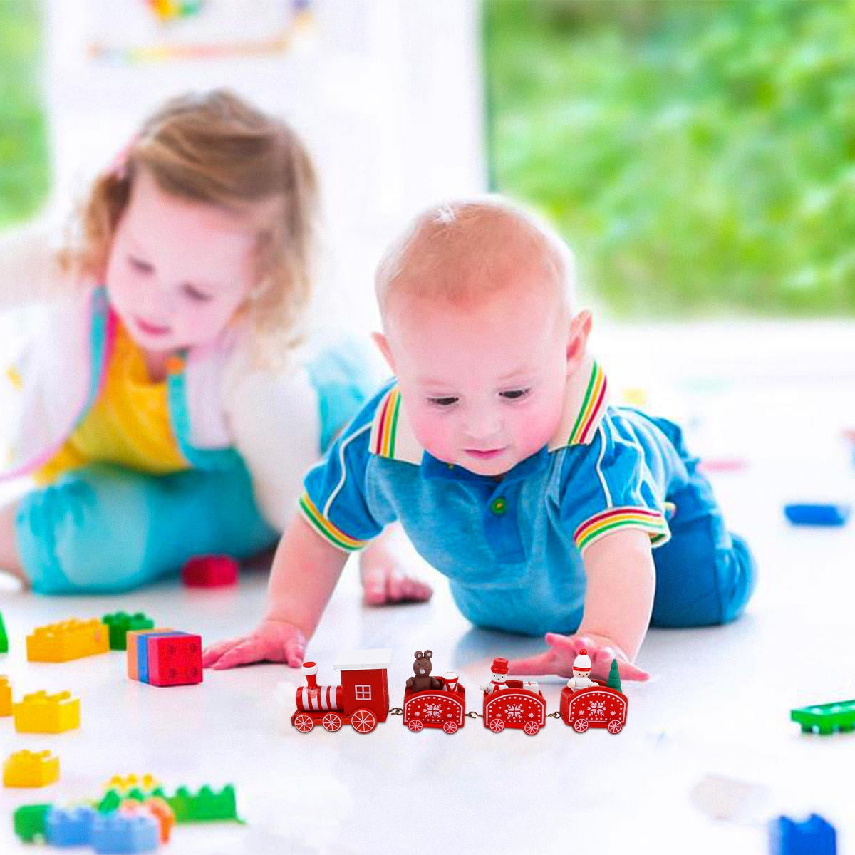 Raindrops Red Christmas Train Statue 1 Set Joyful Desktop Decoration 7. ...