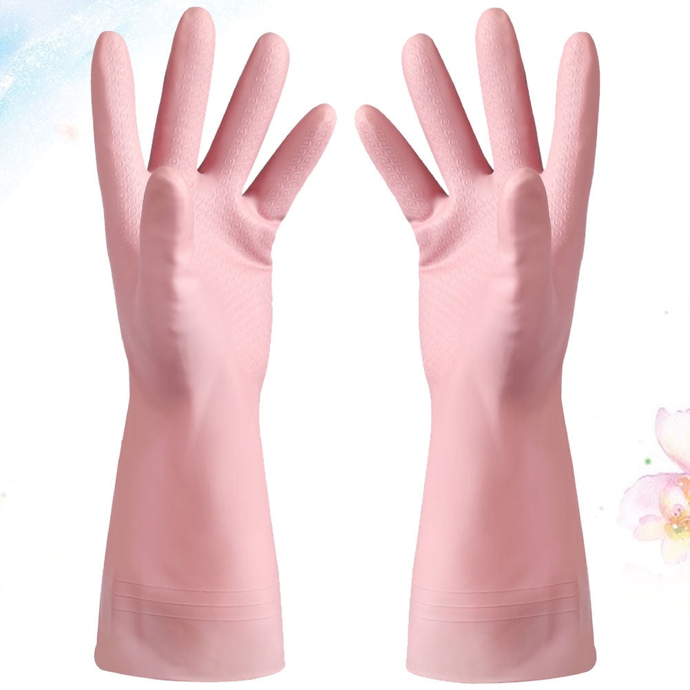 Raindrops Cleaning Gloves Reusable Pink Kitchen Gloves PVC Durable ...