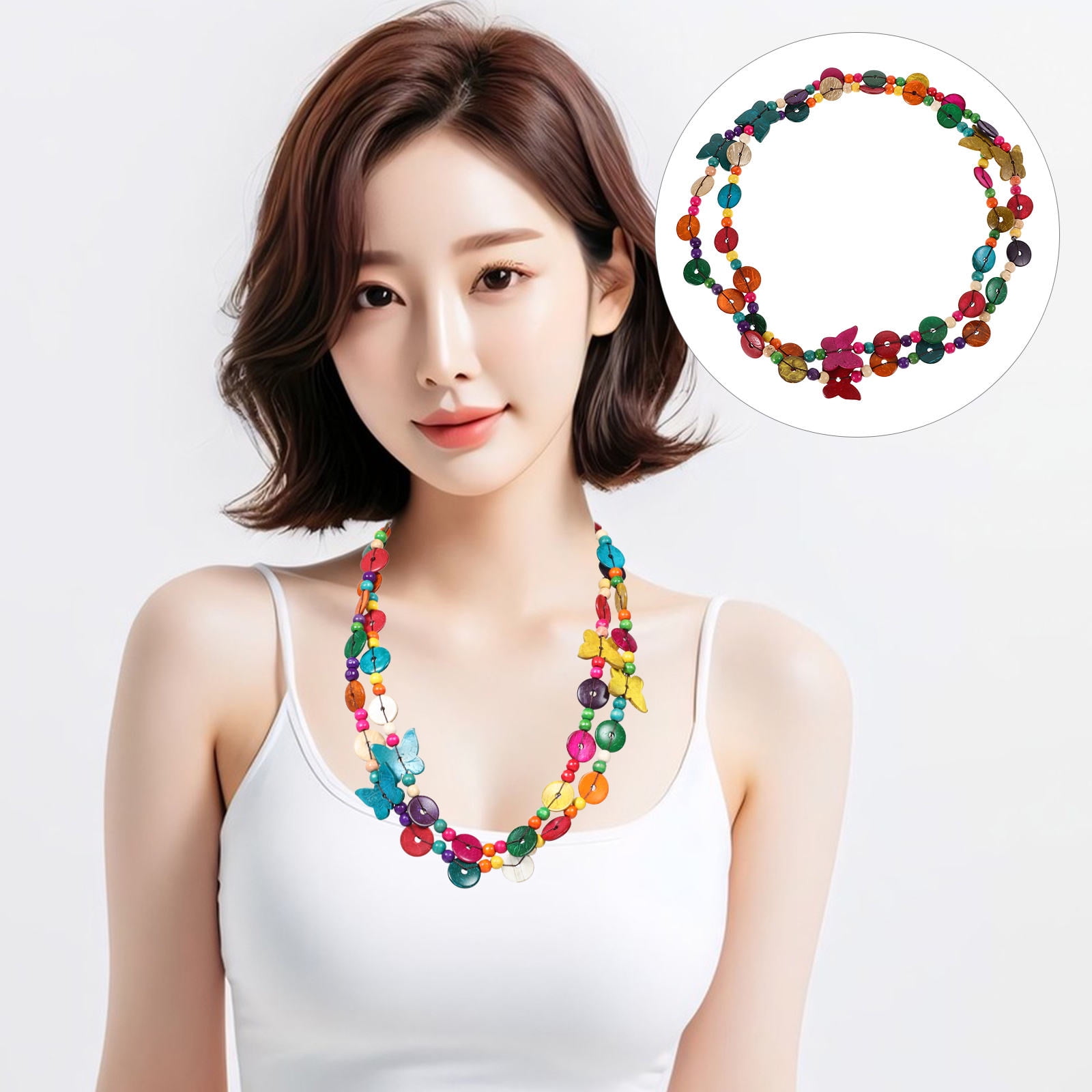 Raindrops Coconut Shell Necklace Wood Beaded Choker Boho Wooden African ...