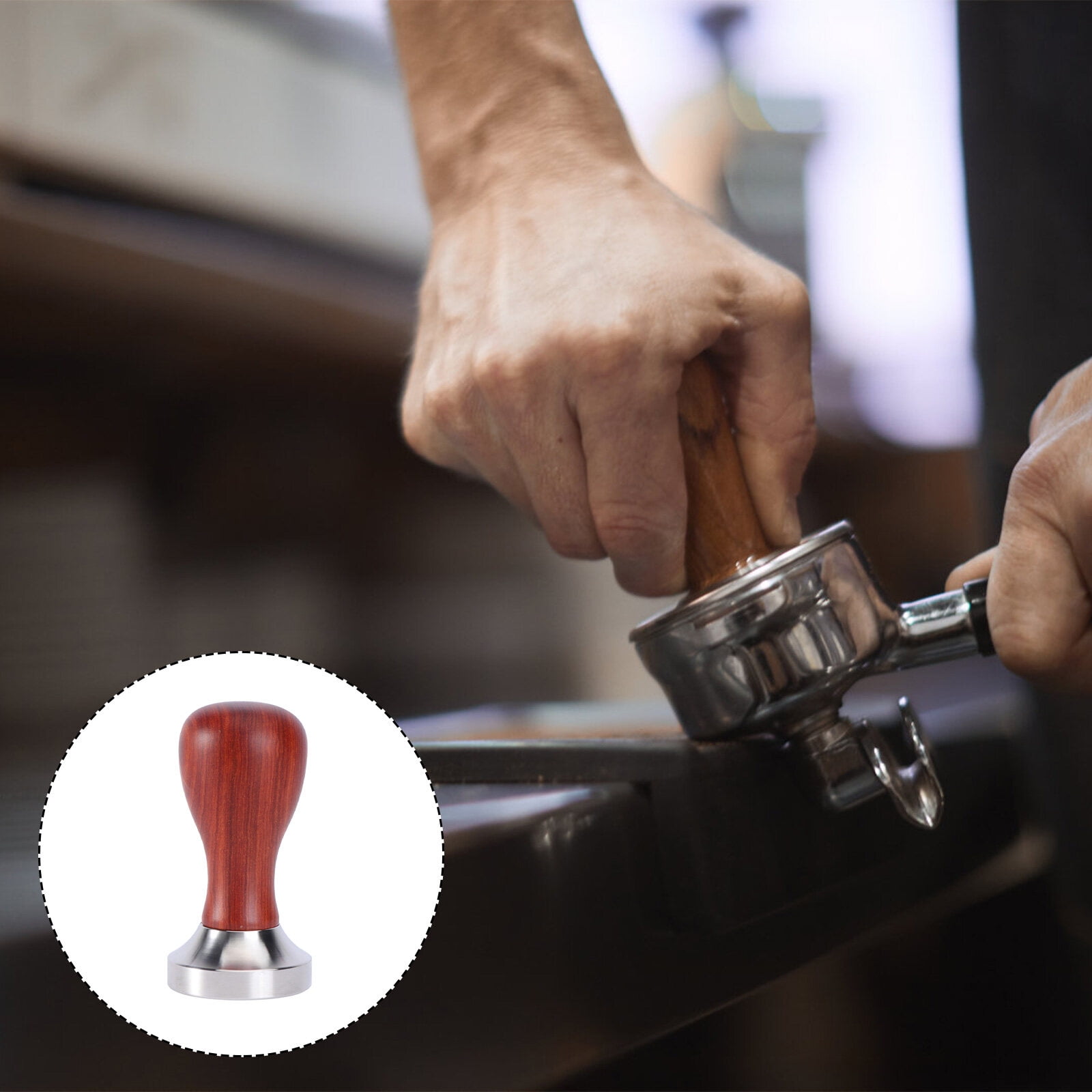 Raindrops Coffee Powder Press Tamper 1 Pc Red Sandalwood and Stainless ...