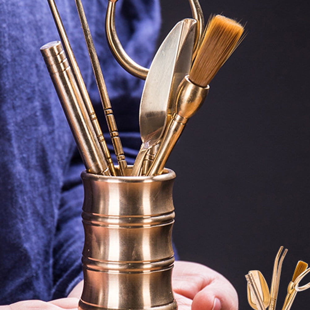 Raindrops Copper Tea Making Tool Kit with Bamboo Design for Ceremony 6 ...