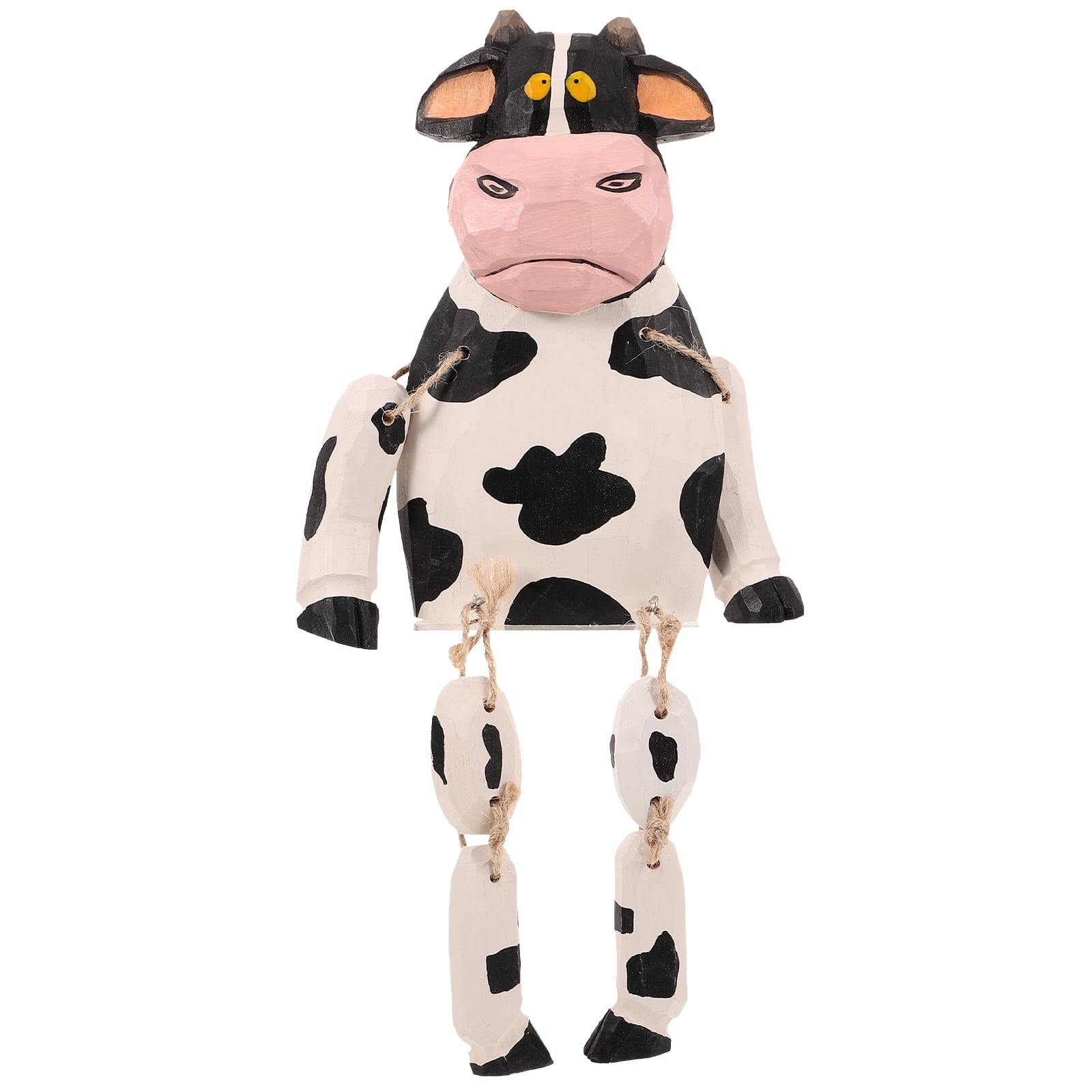 Raindrops Cow Figurines with Long Leg Wood Carving Ornaments - Walmart.com