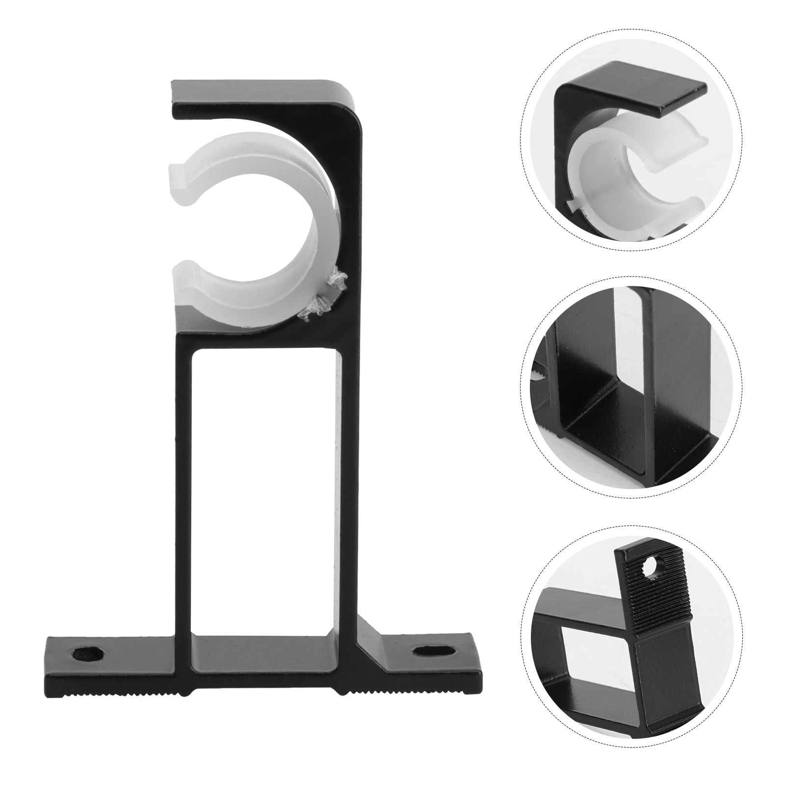 Raindrops Curtain Rod Center Support Bracket 2Set Black Aluminum Alloy ...