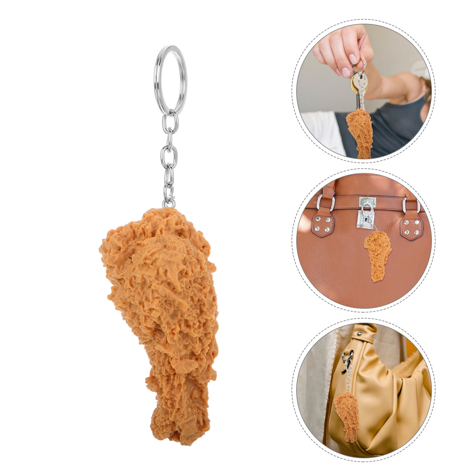 Raindrops Cute Chicken Leg Keychain with Realistic Fried Design ...