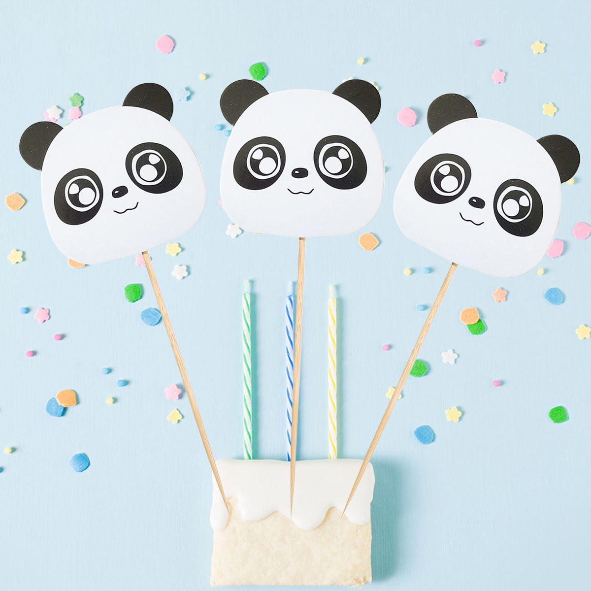 Raindrops Cute Panda Cake Toppers for Decoration Made of Paper Multi ...