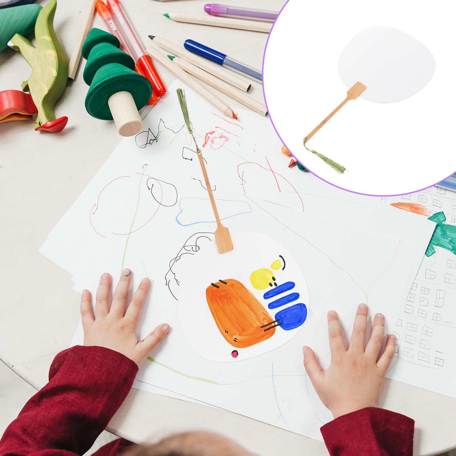 Raindrops DIY Blank Fan for Kids to Paint with Thick Paper and Wood ...