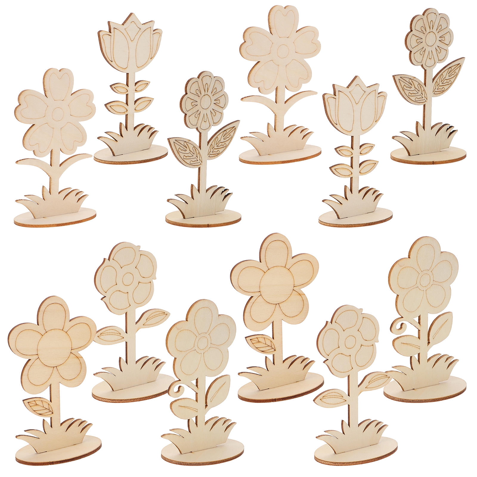 Raindrops DIY Blank Wooden Flowers for Crafts Unfinished Wood Decor ...