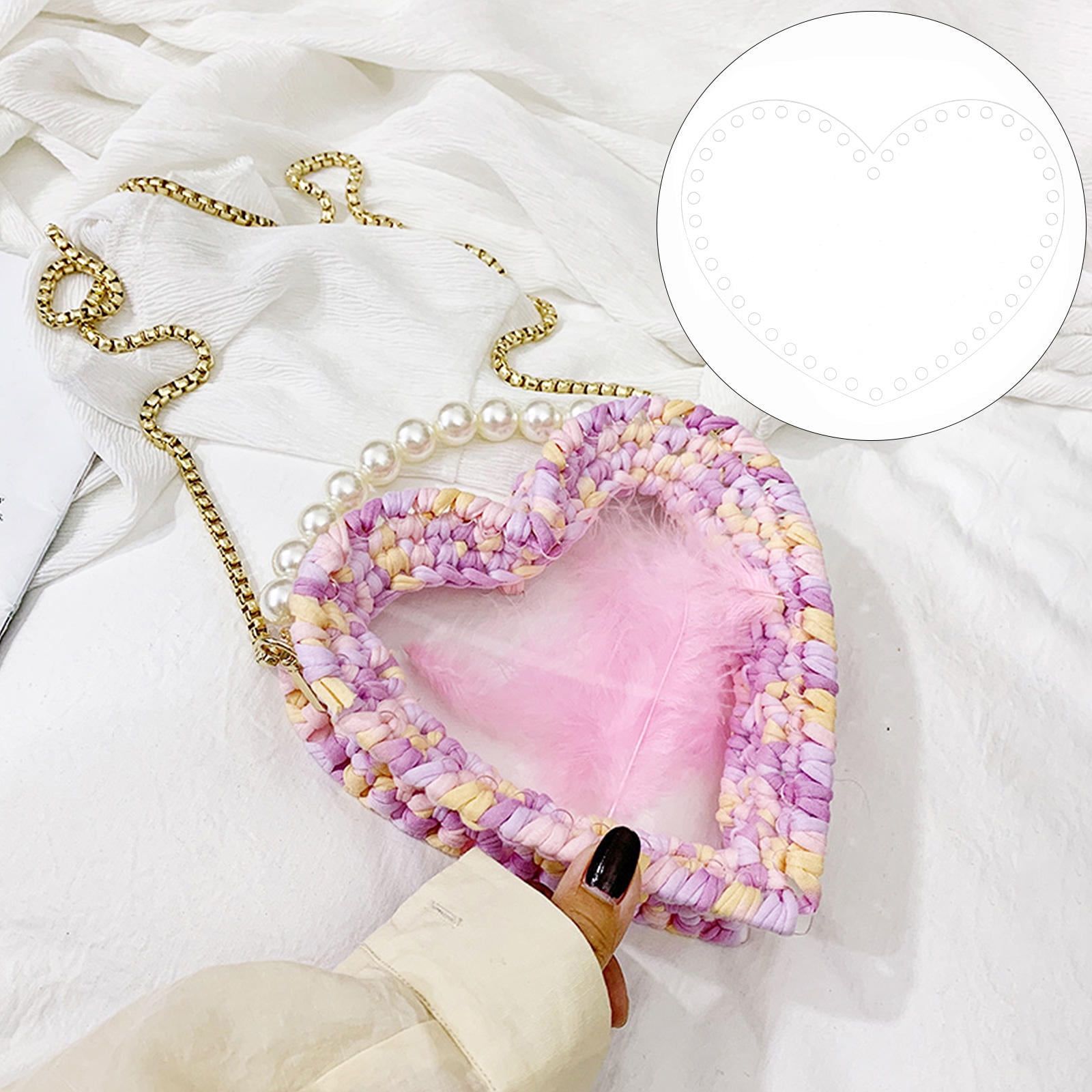 Raindrops DIY Clear Acrylic Handbag Boards for Weaving Heart Shape Bag ...