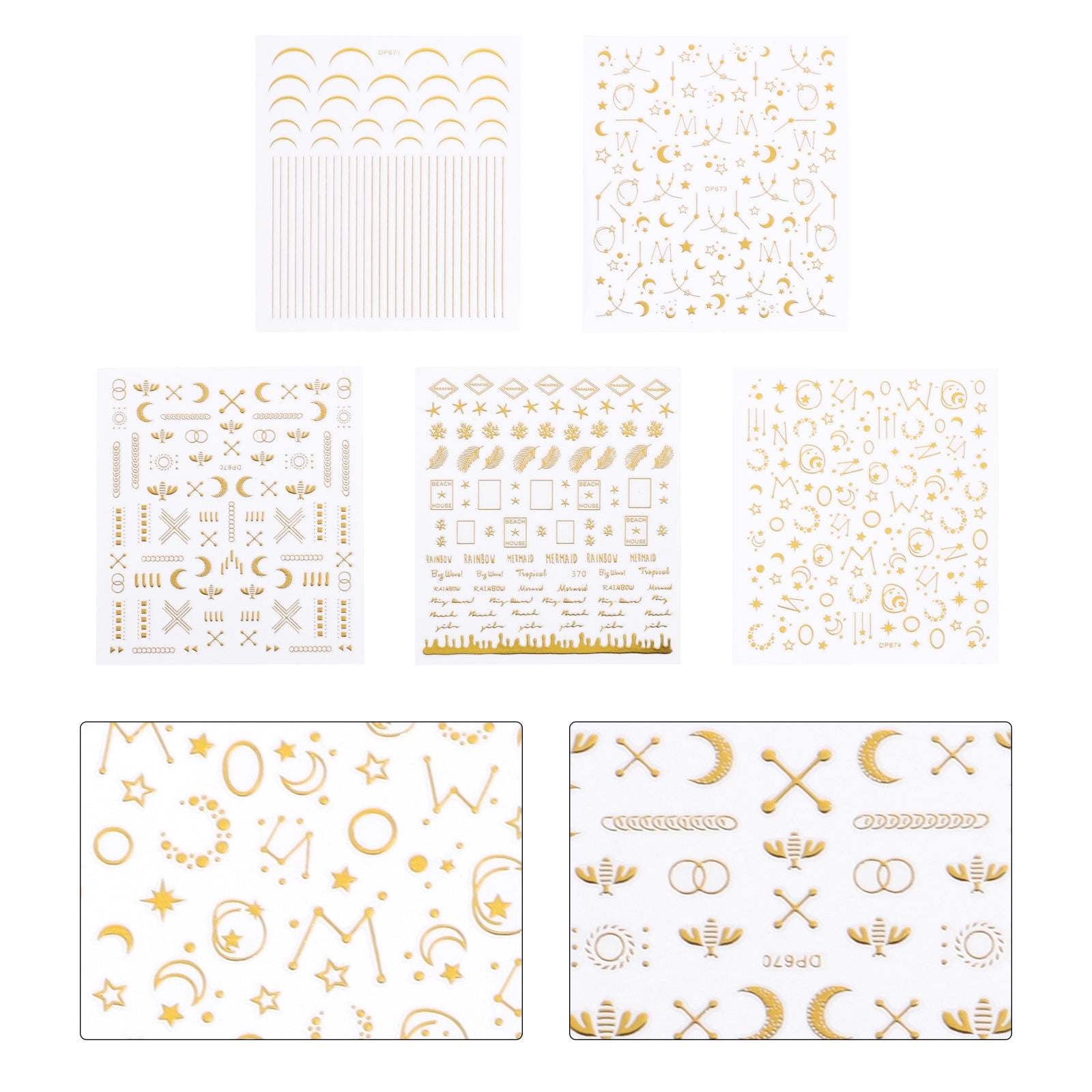 Raindrops DIY Star and Moon Nail Stickers 10 Sheets for Women Parties ...