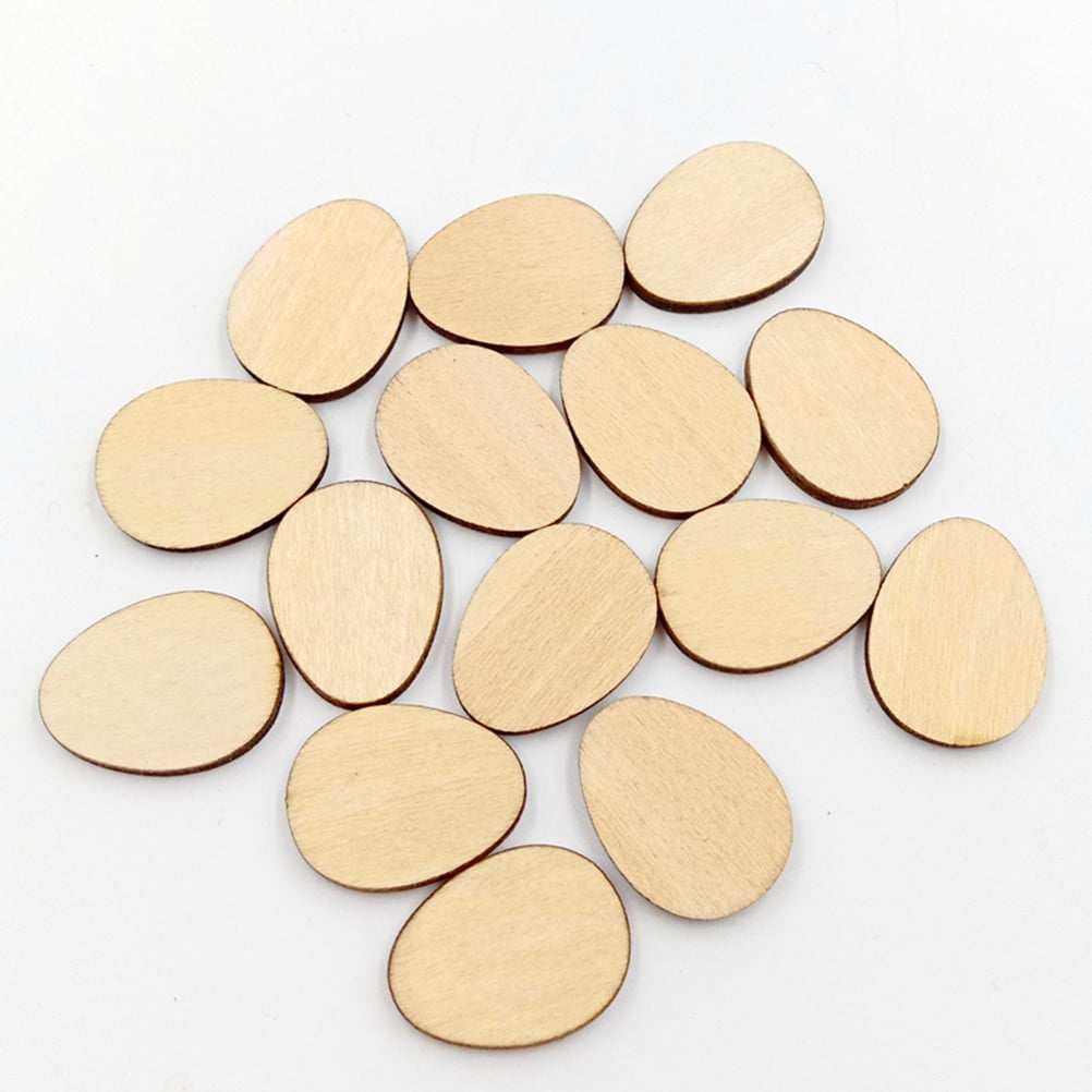 Raindrops DIY Wood Cutouts Unfinished Wood Ornaments for Craft Projects Beige Egg Shape 40mm ...