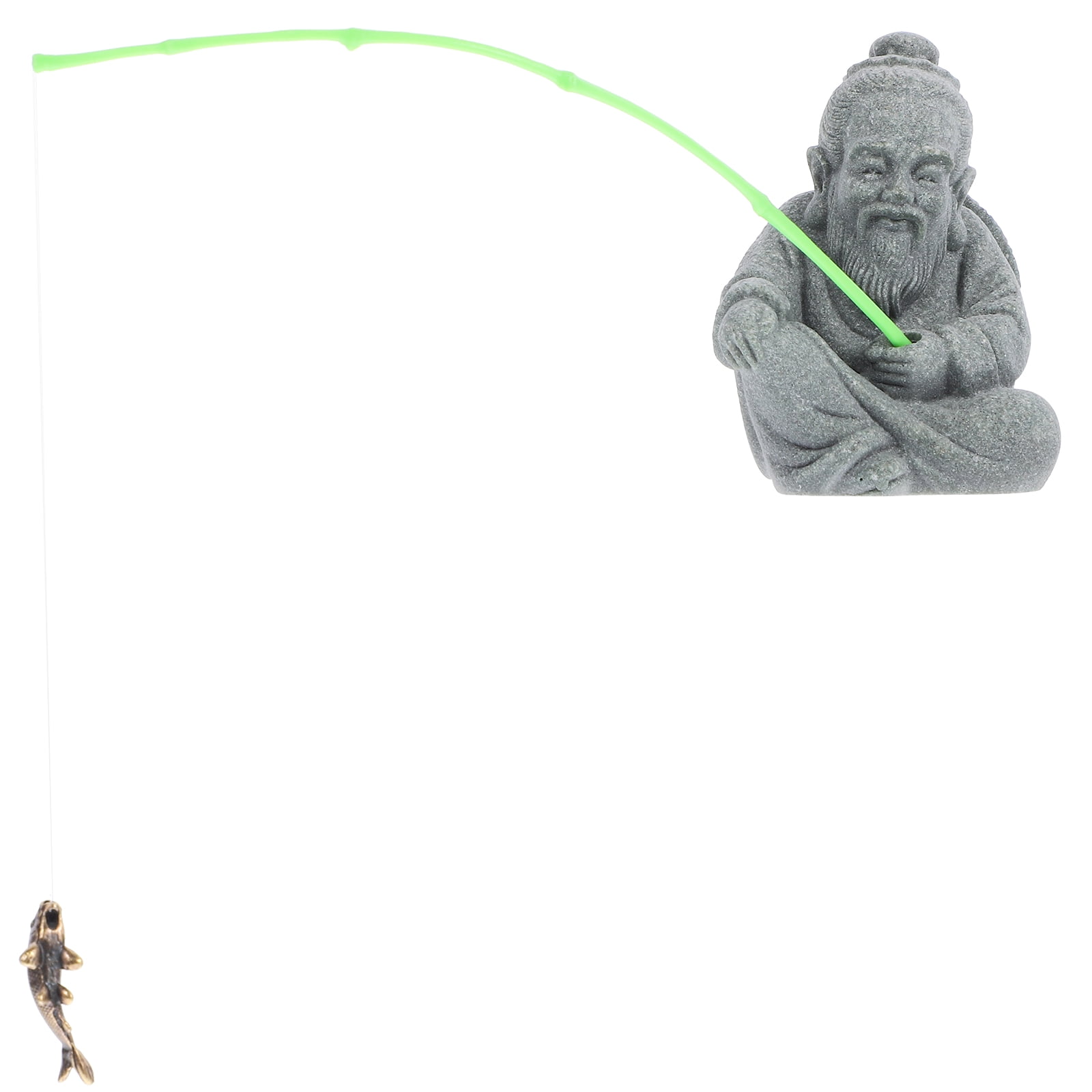 Raindrops Dark Grey Resin Fisherman Statue for Decor Miniature Figurine ...