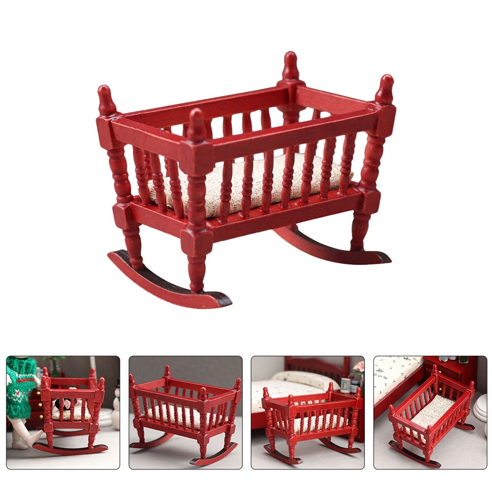 Raindrops 1Set Wood Cradle Red Miniature For Dollhouse Furniture And ...