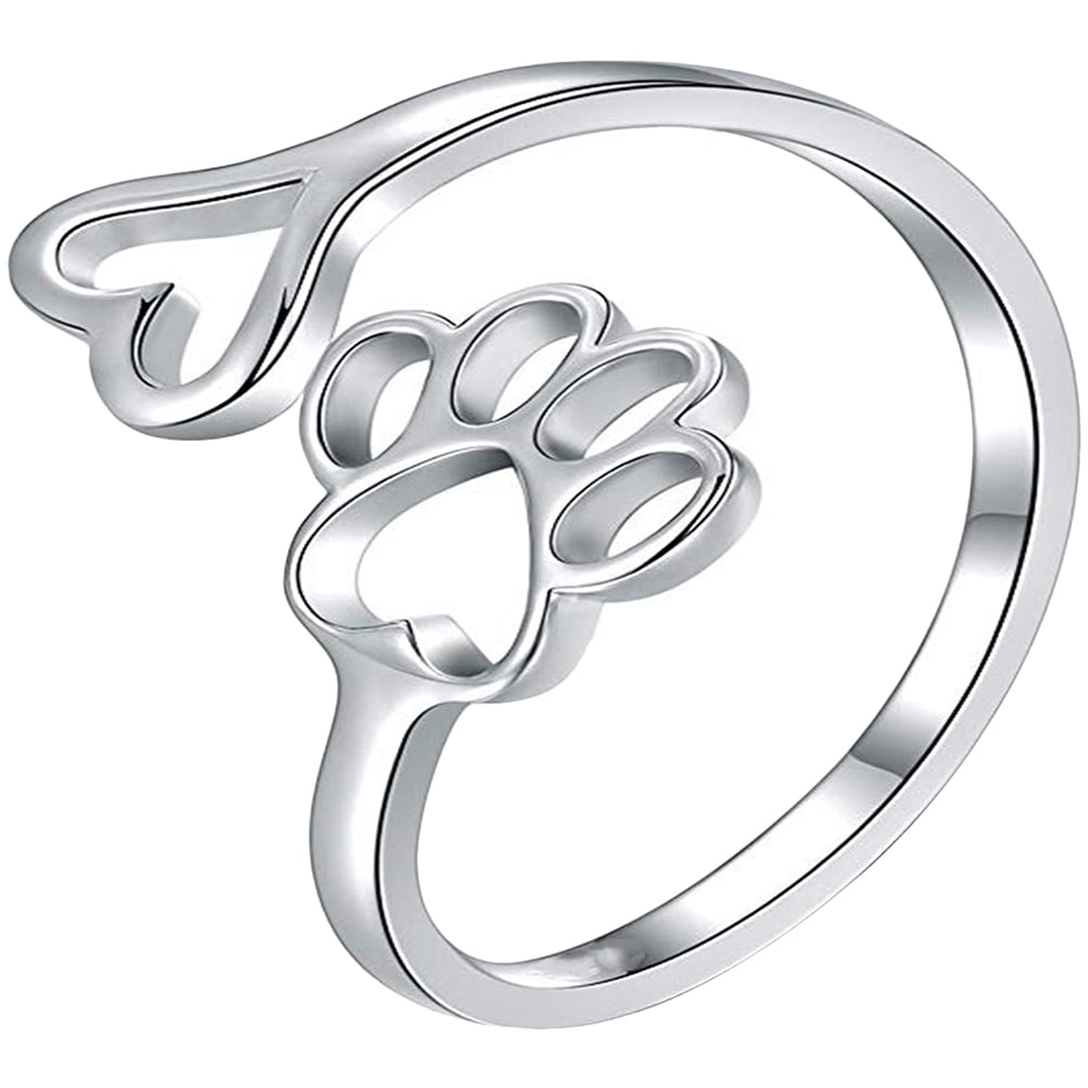 Raindrops Dog Footprint Shaped Open Ring Adjustable Finger Ring ...