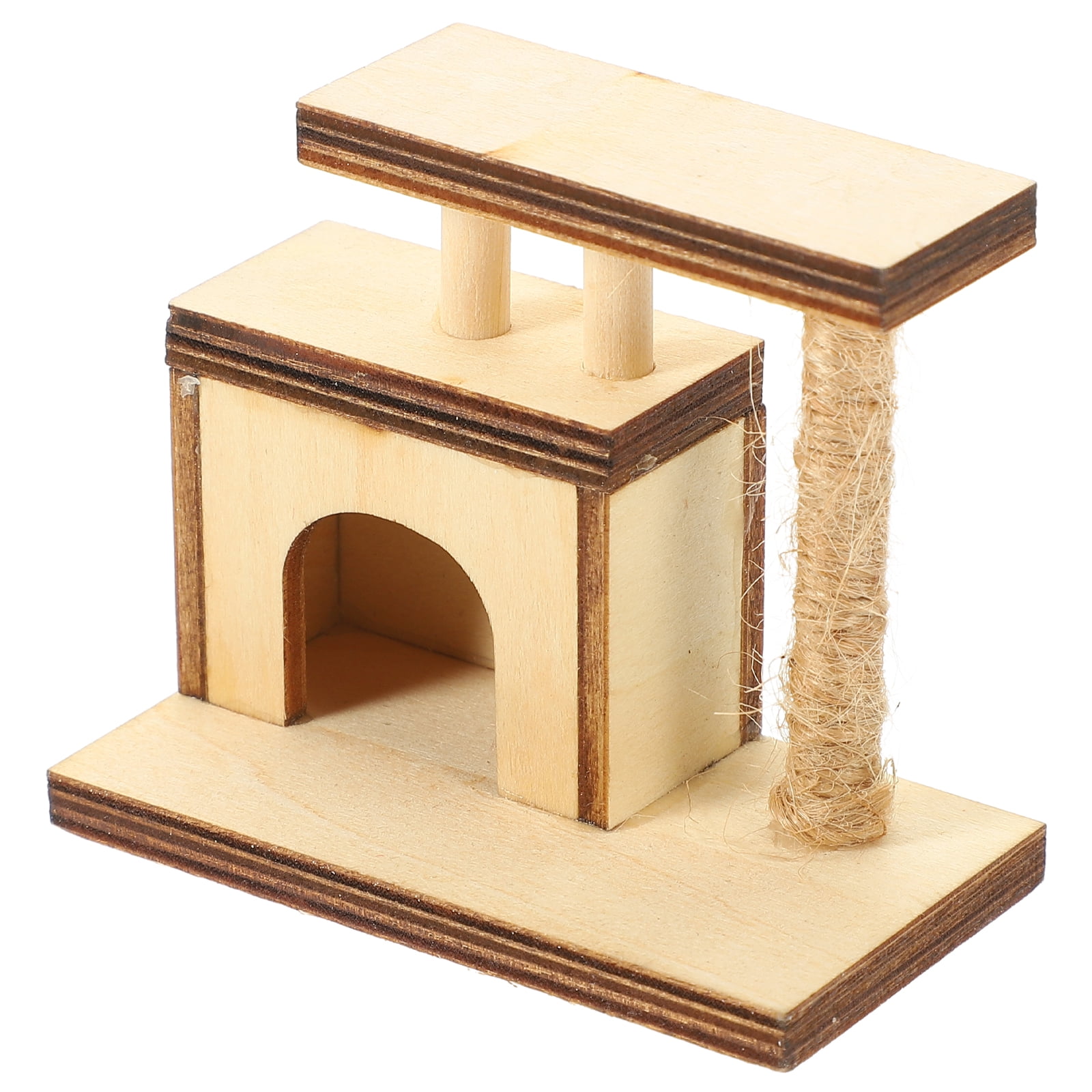 Raindrops Wood Miniature Cat Tree Doll House Accessory Khaki 1Pack ...
