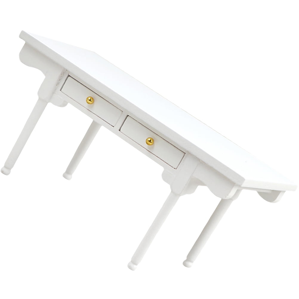 Raindrops Dollhouse Desk Mini Toys Office Decor Dining Room Table White ...