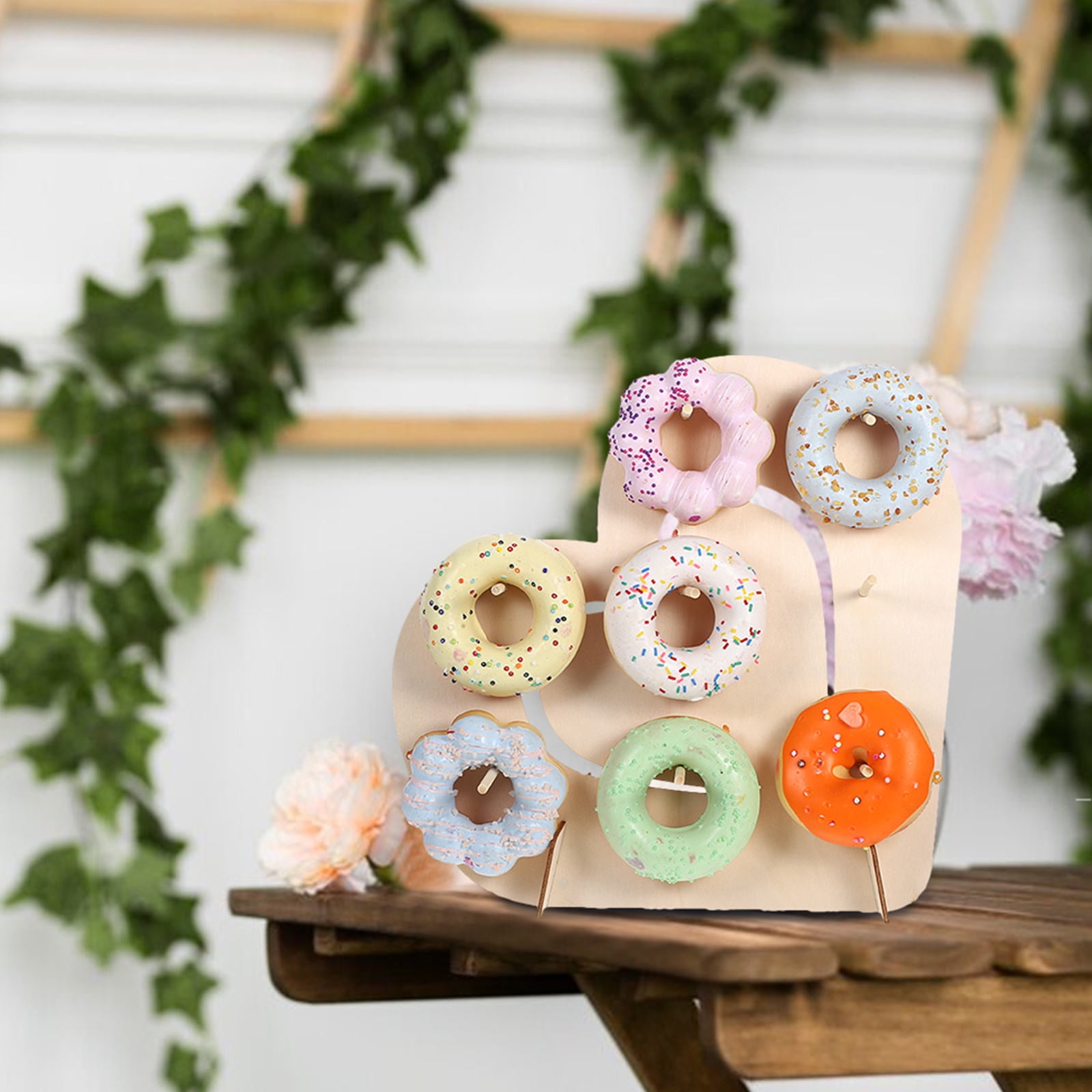 Raindrops Wooden Cake Stand for Decor Elegant Beige Donut Holder Party ...