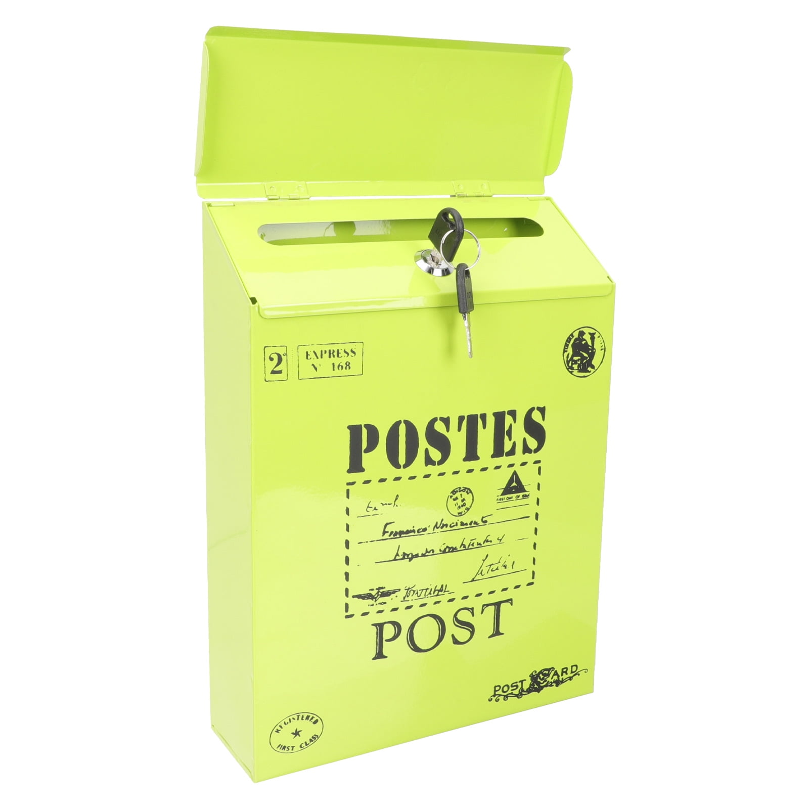 Raindrops Vintage Iron Mailbox with Lock for Wall Mounting Green Color ...