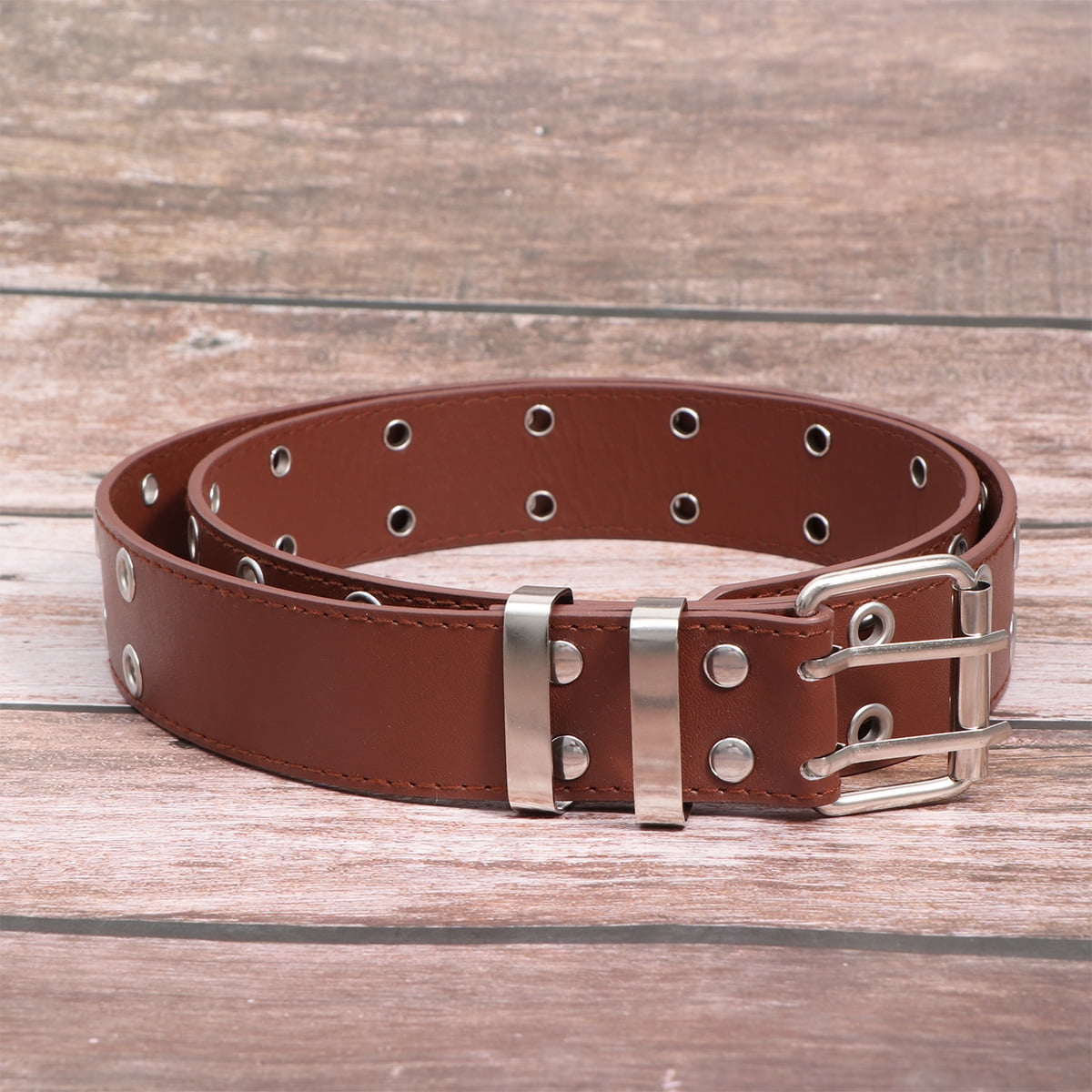 Raindrops Double Studded Exquisite Detail Belt Rows Holes Woman ...