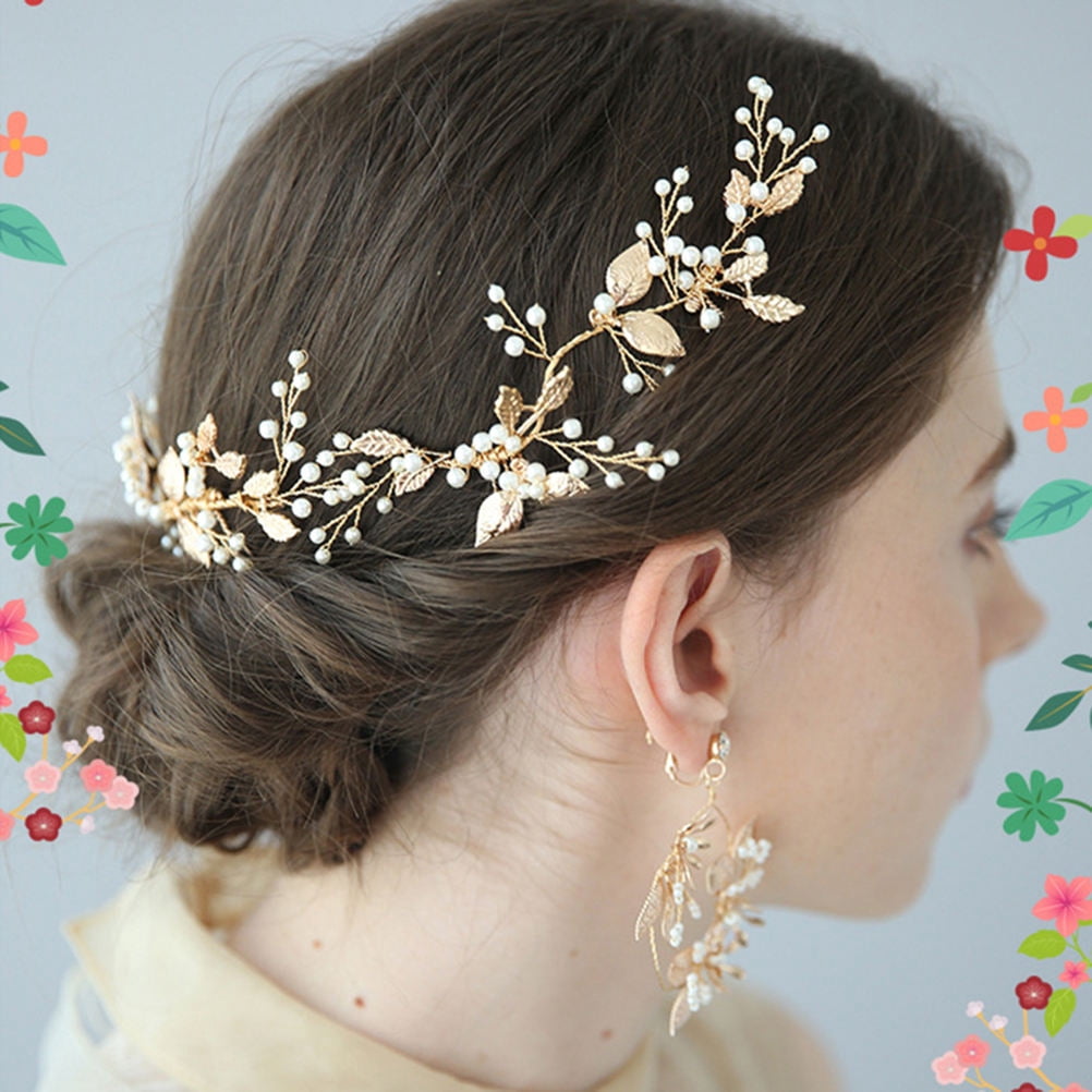 Raindrops Elegant Baroque Hair Comb with Lifelike Leaves and Artificial ...
