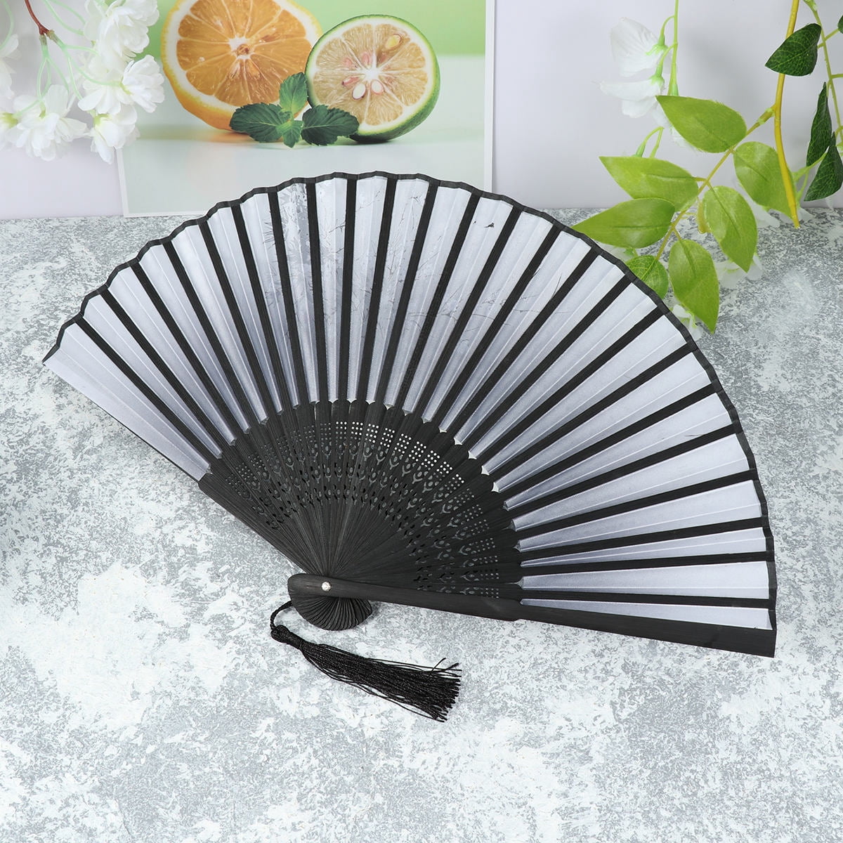 Raindrops Elegant Chinese Silk Folding Fan with Plum Blossom Design for ...