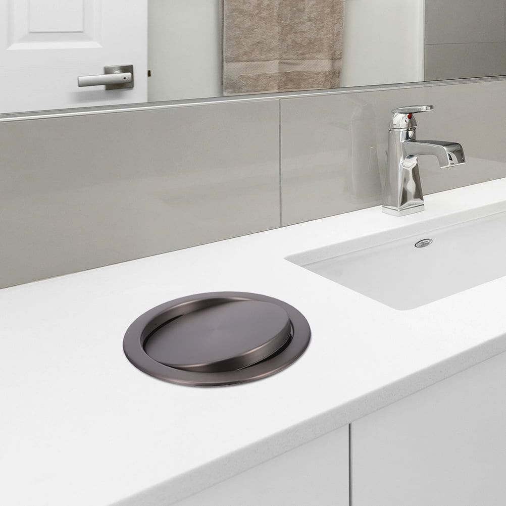 Raindrops Embedded Stainless Steel Trash Bin Cover Recessed Countertop ...