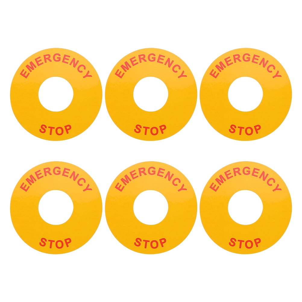 Raindrops Emergency Stop Button Warning Stickers 6pcs Safety Labels for ...