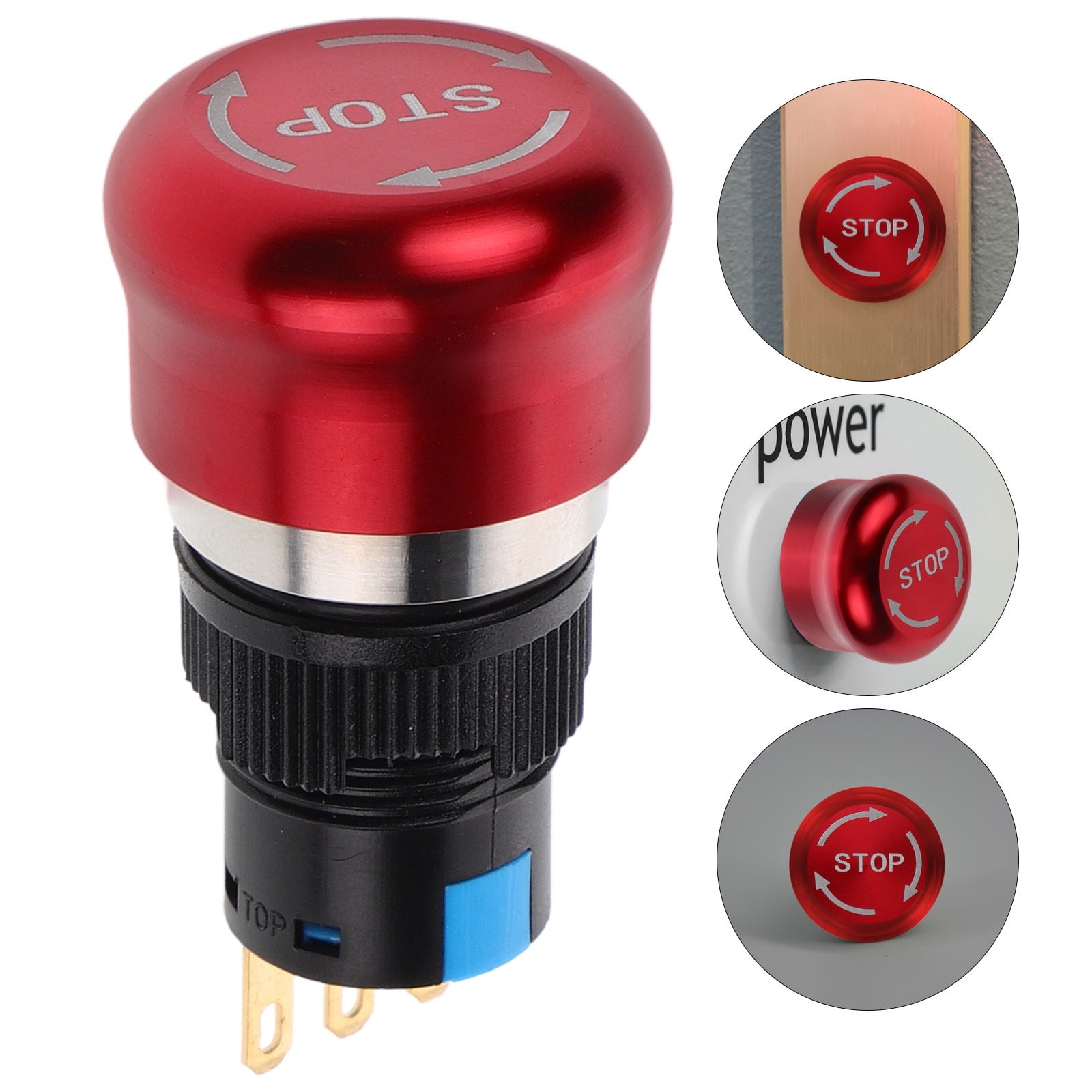 Raindrops Emergency Stop Push Button Switch Red with 16mm Opening Hole ...