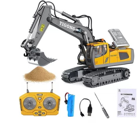 Raindrops Excavator Toy Remote Controlled Digger Toy Kids Construction ...