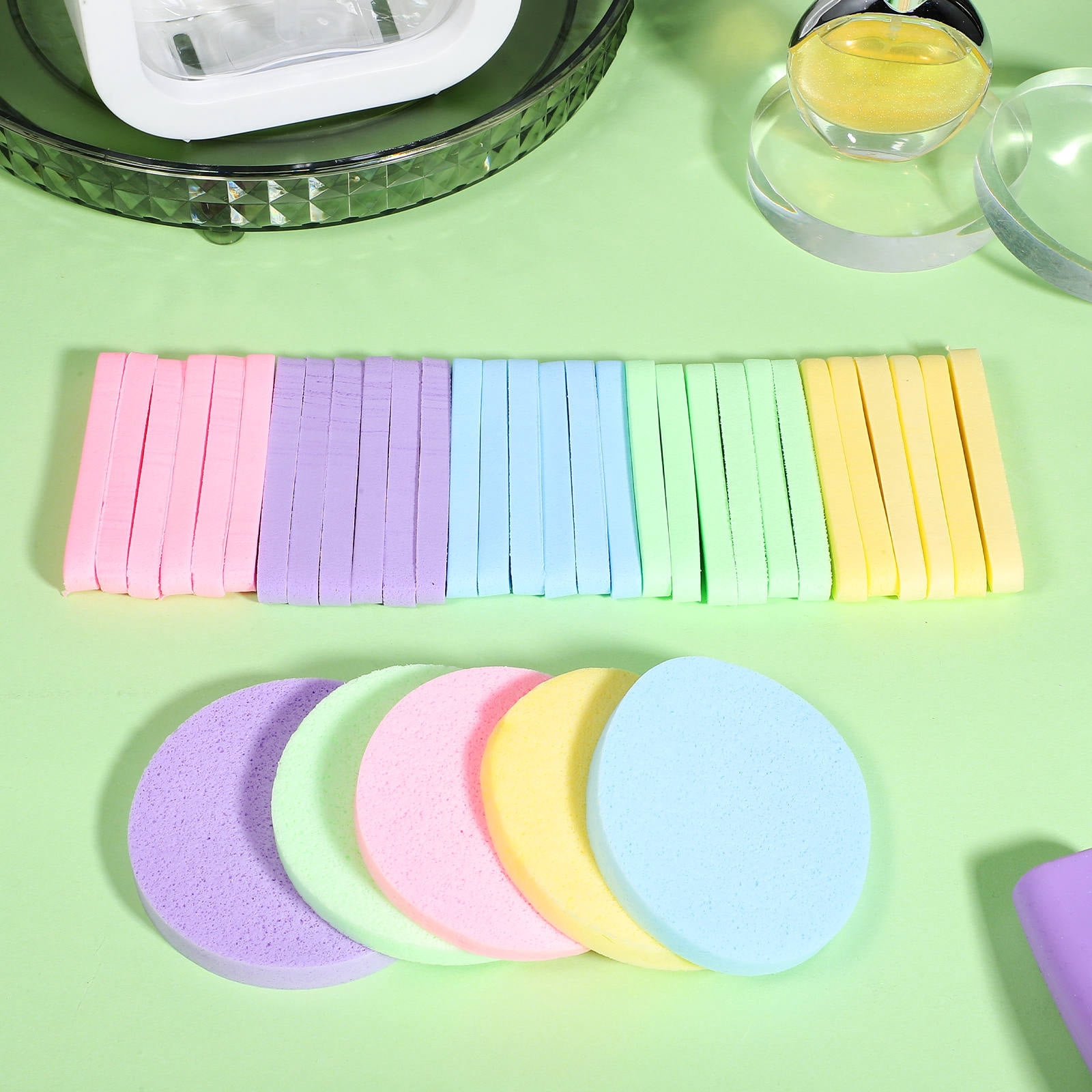 DEMACRIO Compressed Facial Sponges Pink Fiber Polymer 120Pcs 3.15X0 ...