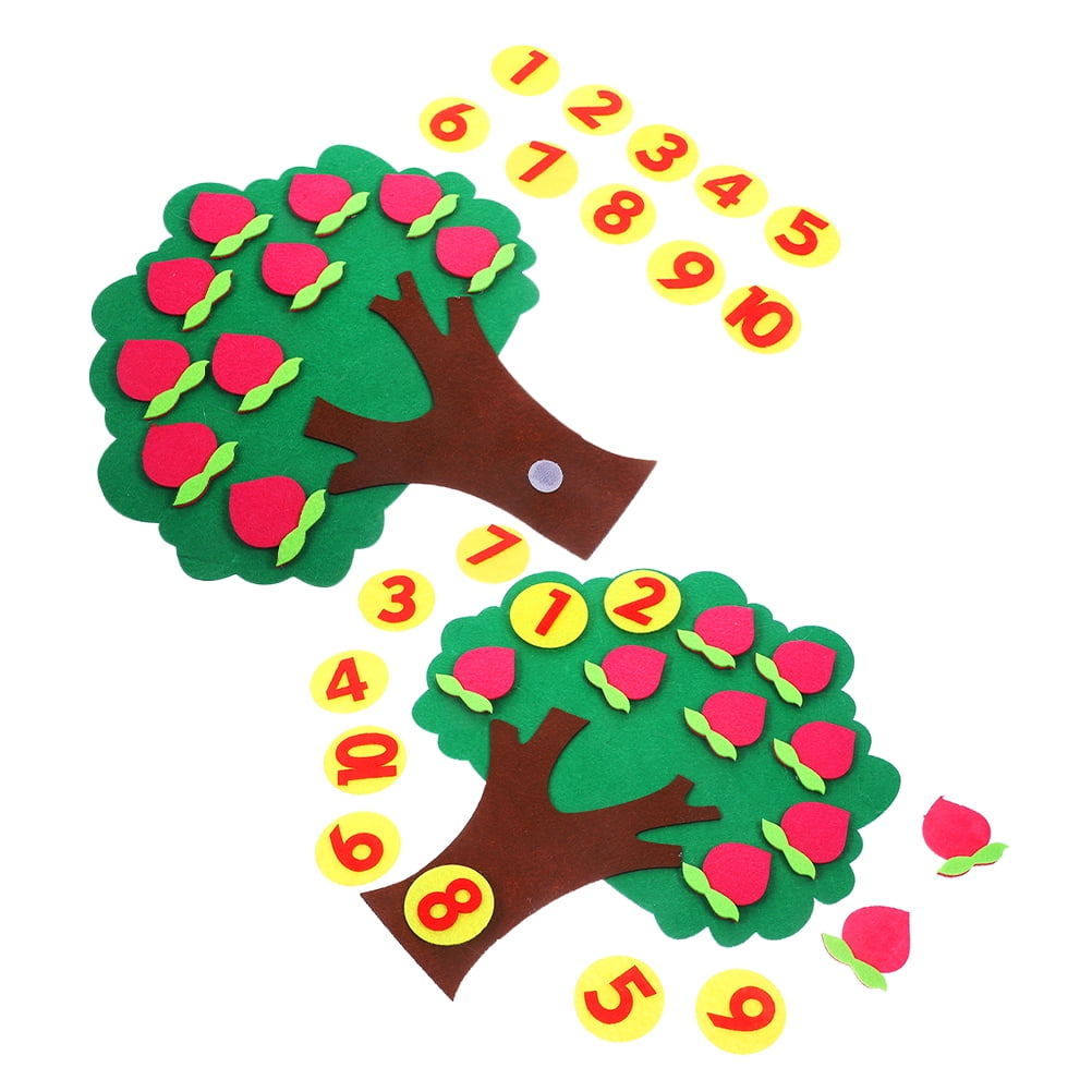 Raindrops Felt Apple Tree Counting Game Toy 2 Sets Rosy For Cognitive ...
