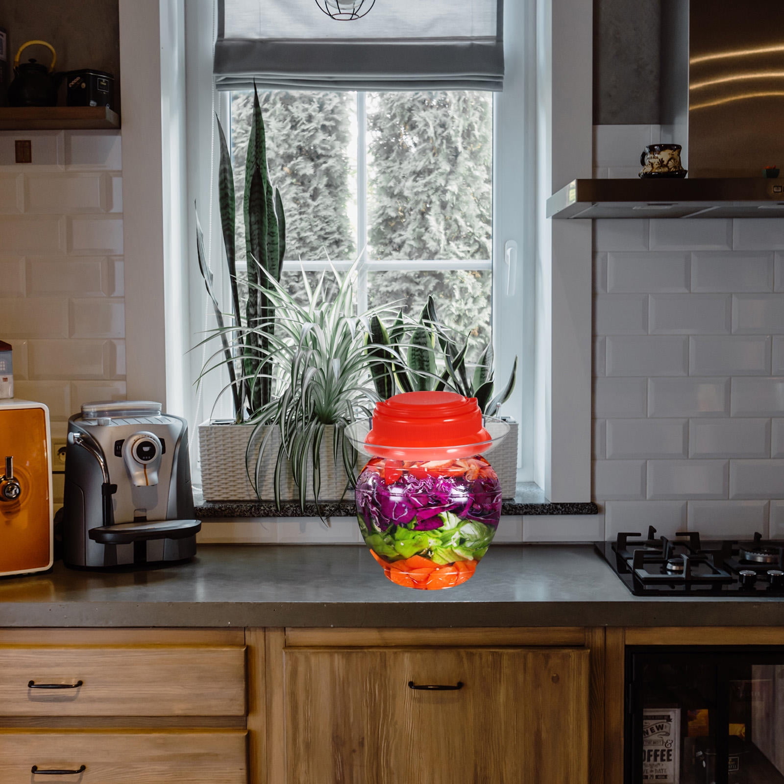 Raindrops Kitchen Pickle Container Fermentation Jar Ceramic 1Set ...