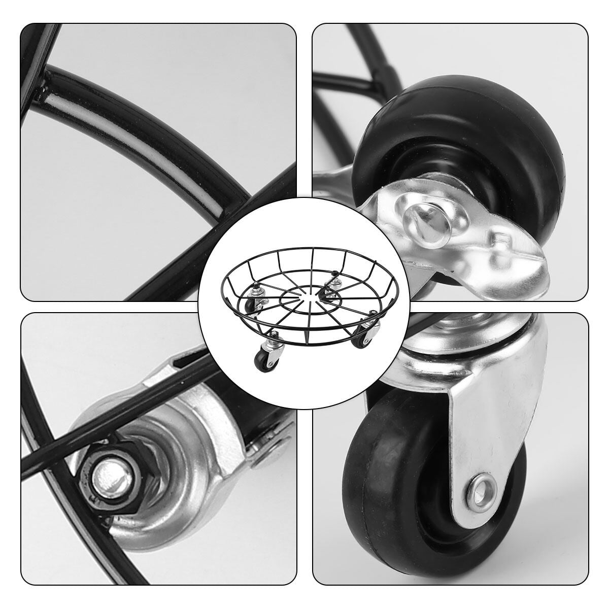 Raindrops Flower Pot Tray Wheels Iron Flower Pot Stand Black Round 1Pcs ...