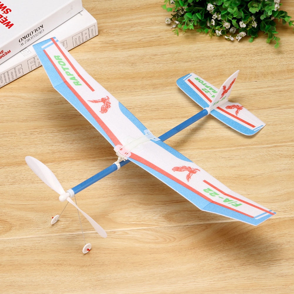 Raindrops Foam Airplane Toys for Kids with Rubber Band Powered Biplane ...