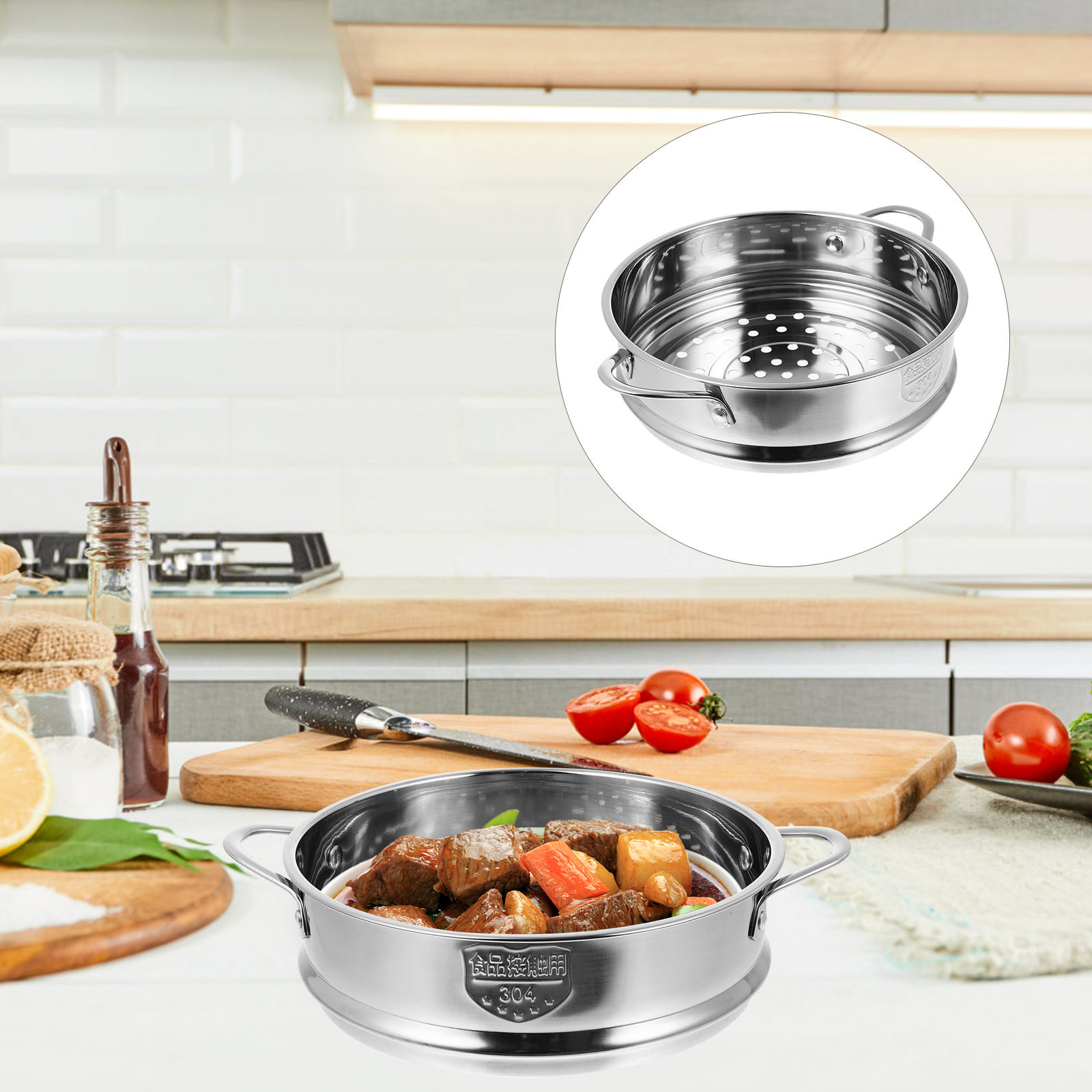 Raindrops Handle Bun Steamer Stainless Steel Steamer Grid for Efficient ...