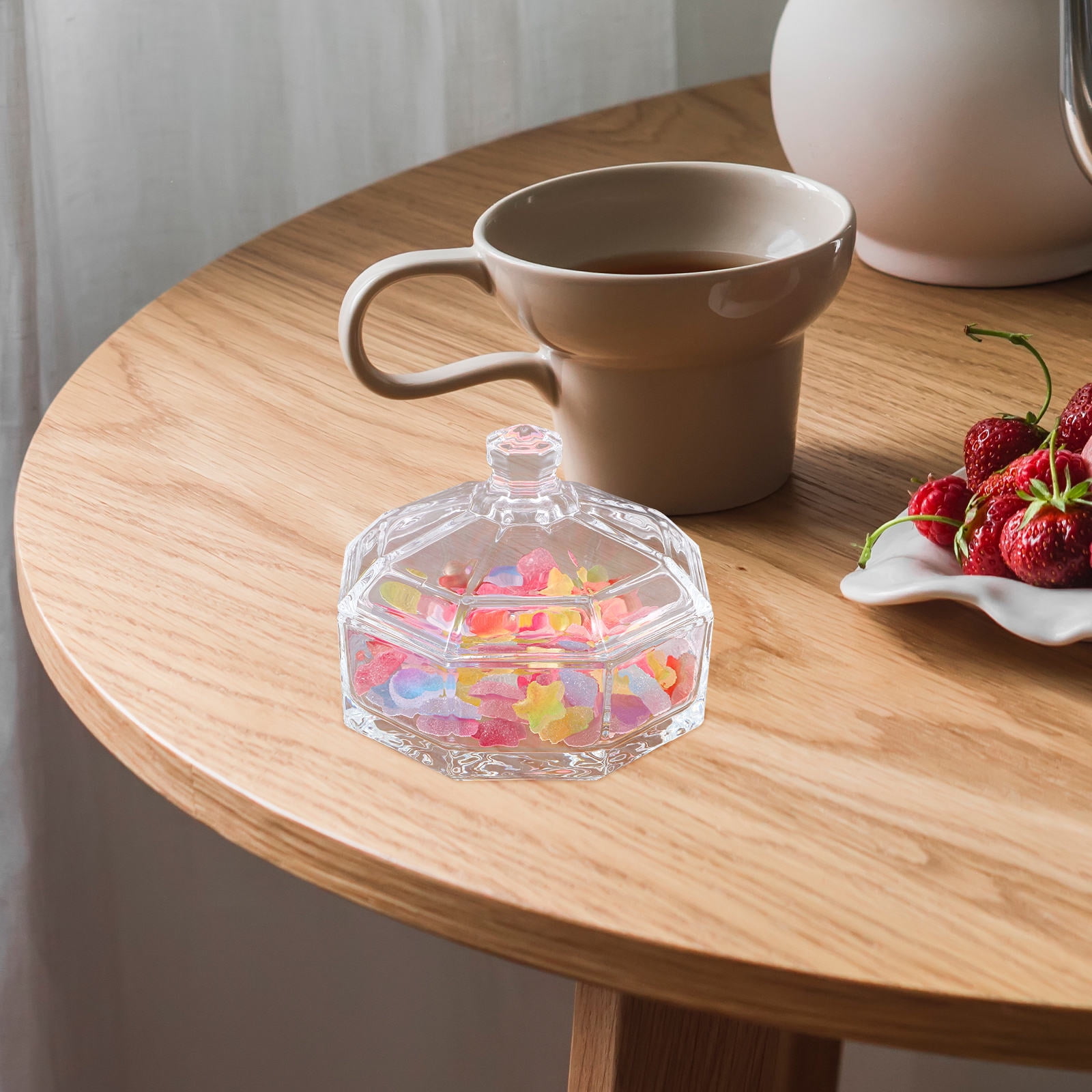 Raindrops Glass Candy Dish with Lid Clear Covered Candy Bowl Candy Jar ...