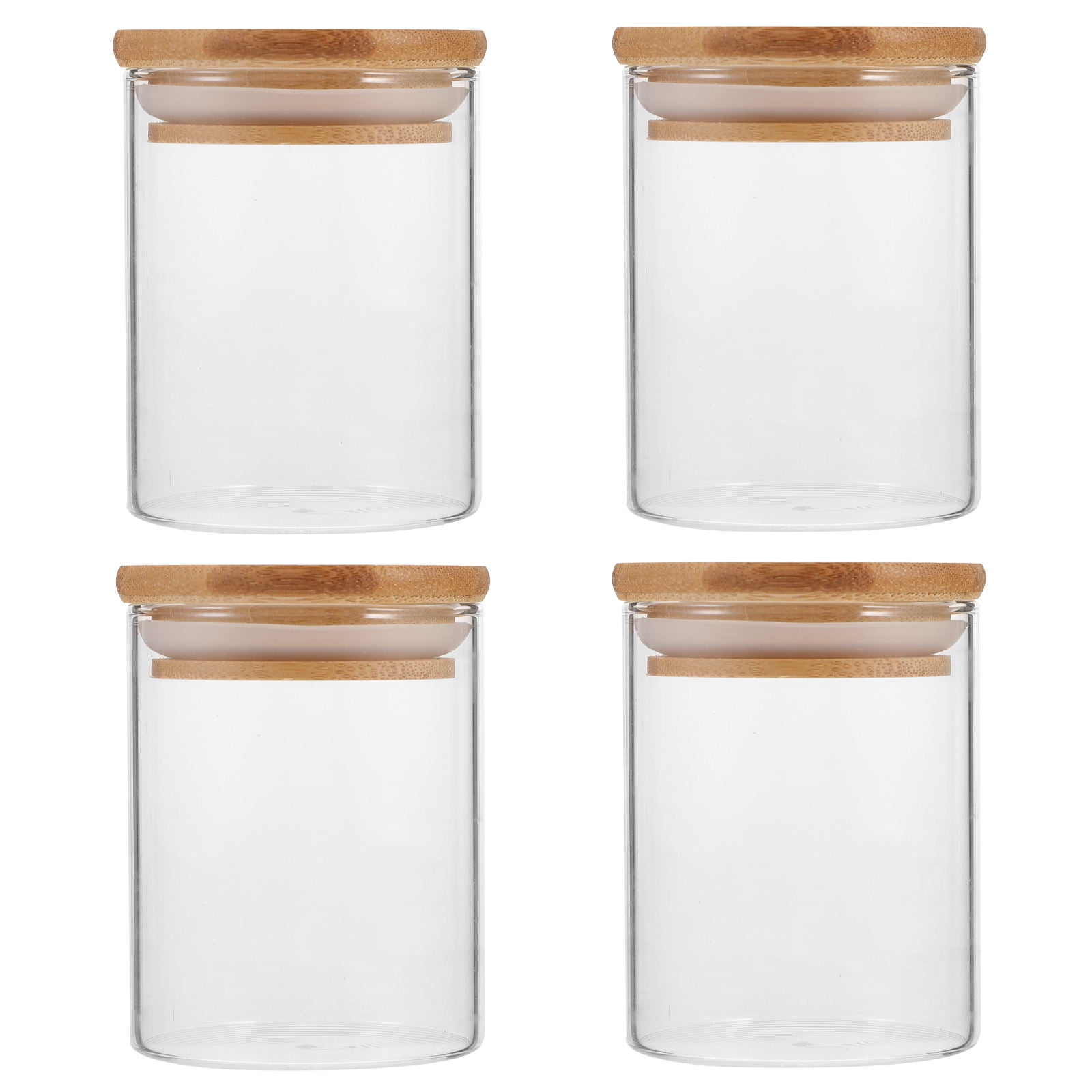 Raindrops Glass Jars with Bamboo Lids for Bathroom and Kitchen Storage ...