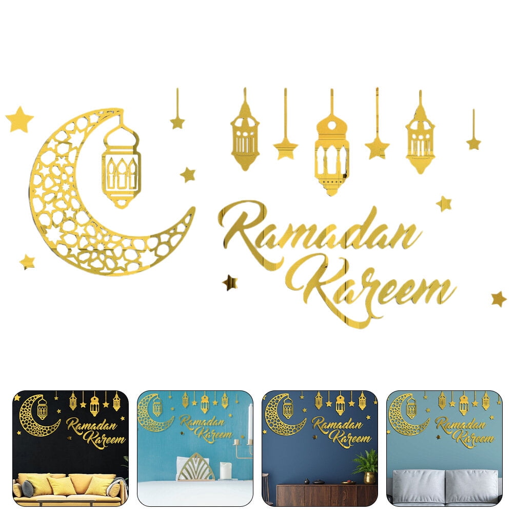Raindrops Golden Acrylic Eid Sticker for Decor with Mirror Effect 1 ...