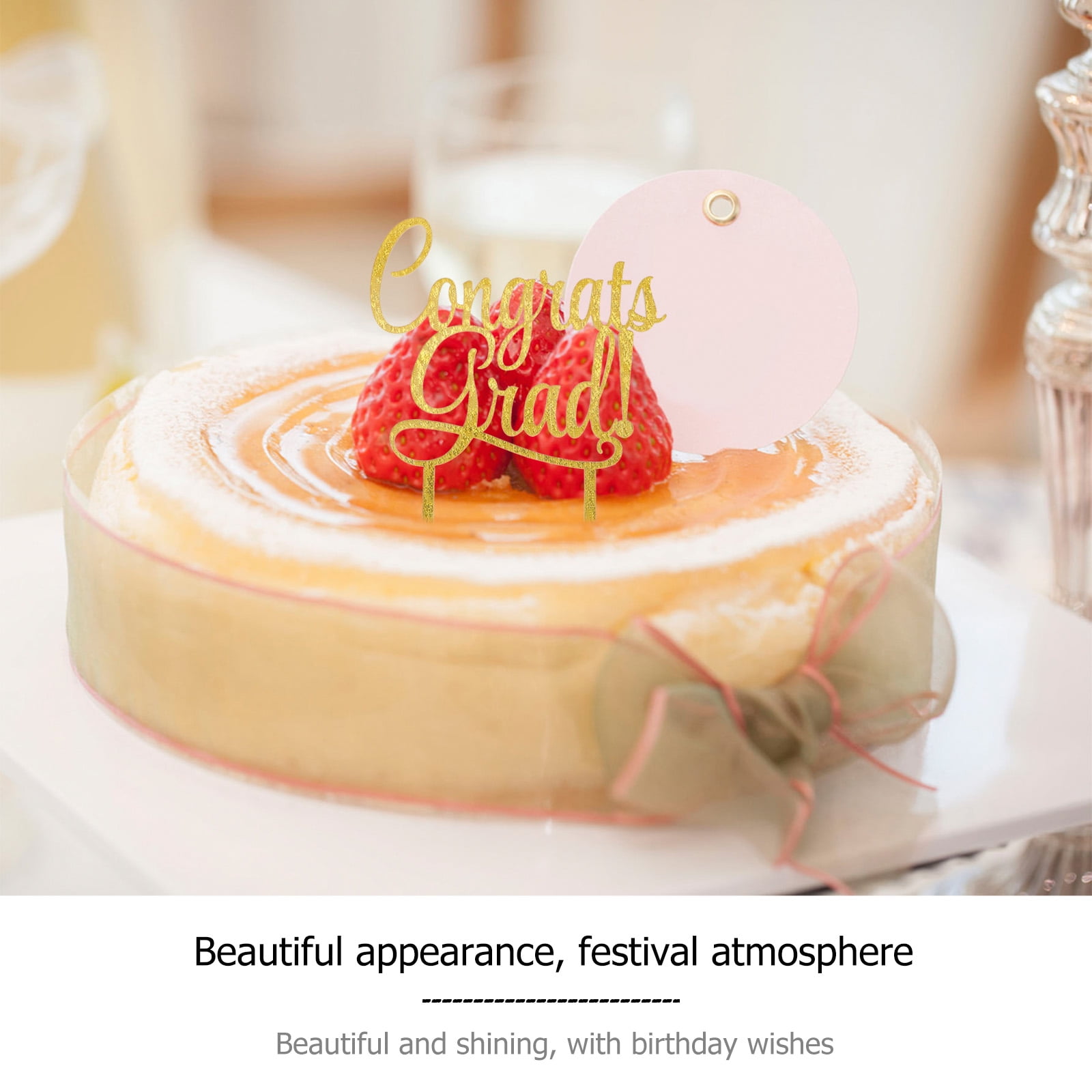 Raindrops Golden Acrylic Graduation Cake Pick for Decor Exquisite Shape ...