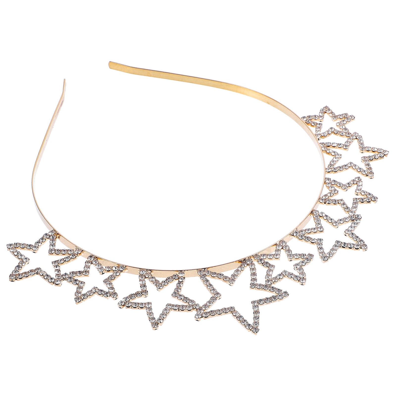 Raindrops Golden Alloy Rhinestone Hair Hoop for Women with Shiny Stars ...