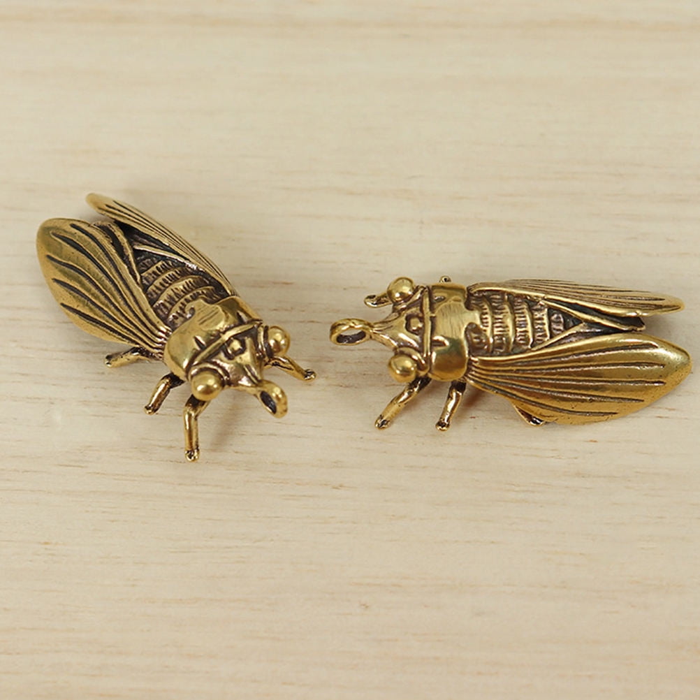 Raindrops Golden Brass Cicada Keychain Pendants for Car Interior Decor ...