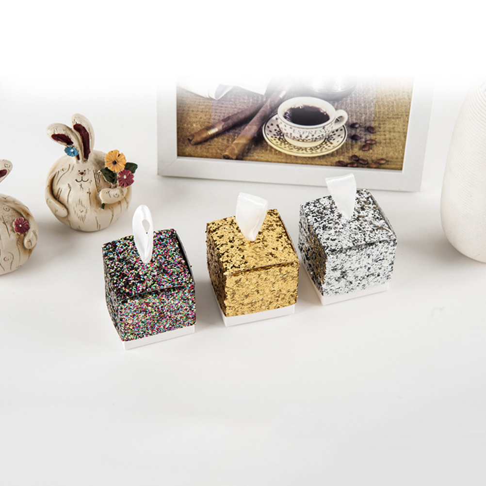 Raindrops Golden Glitter Design Paper Gift Boxes for Wedding Party ...