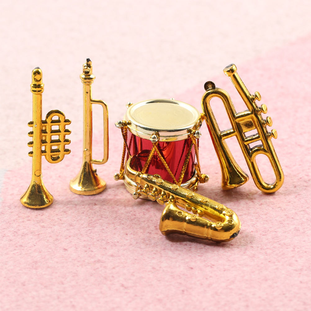 Raindrops Golden Plastic Saxophone Toy Set for Decor 5 Pieces Mini ...