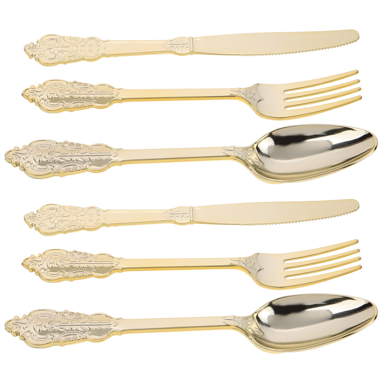 Raindrops Golden Plastic Silverware Set for Parties and Restaurants ...