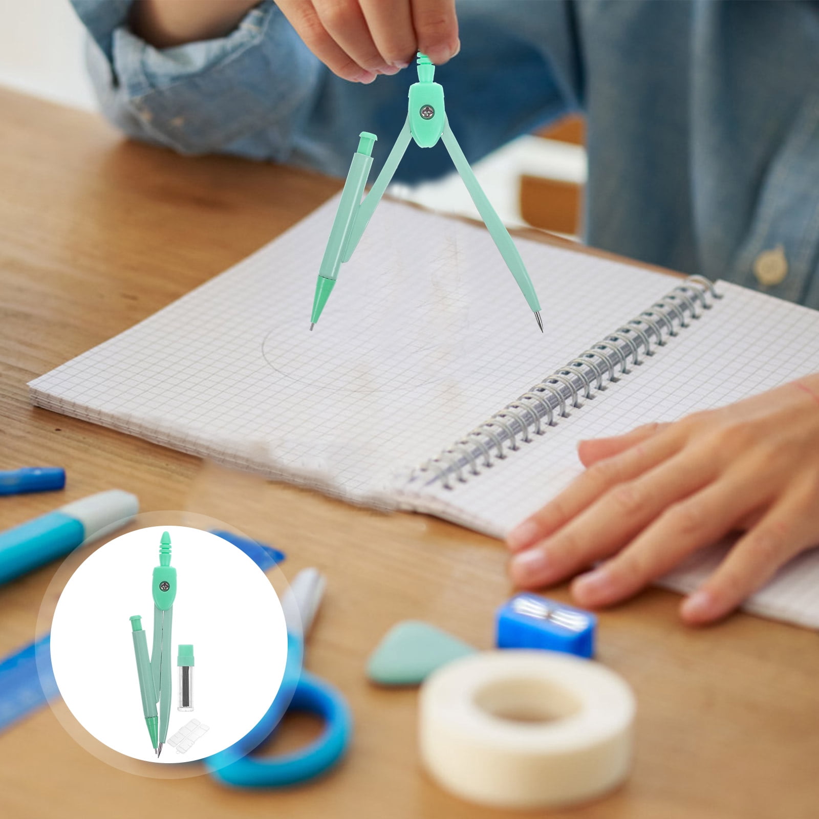 Raindrops Green Metal Math Compasses for Geometry and Art Easy to Use ...